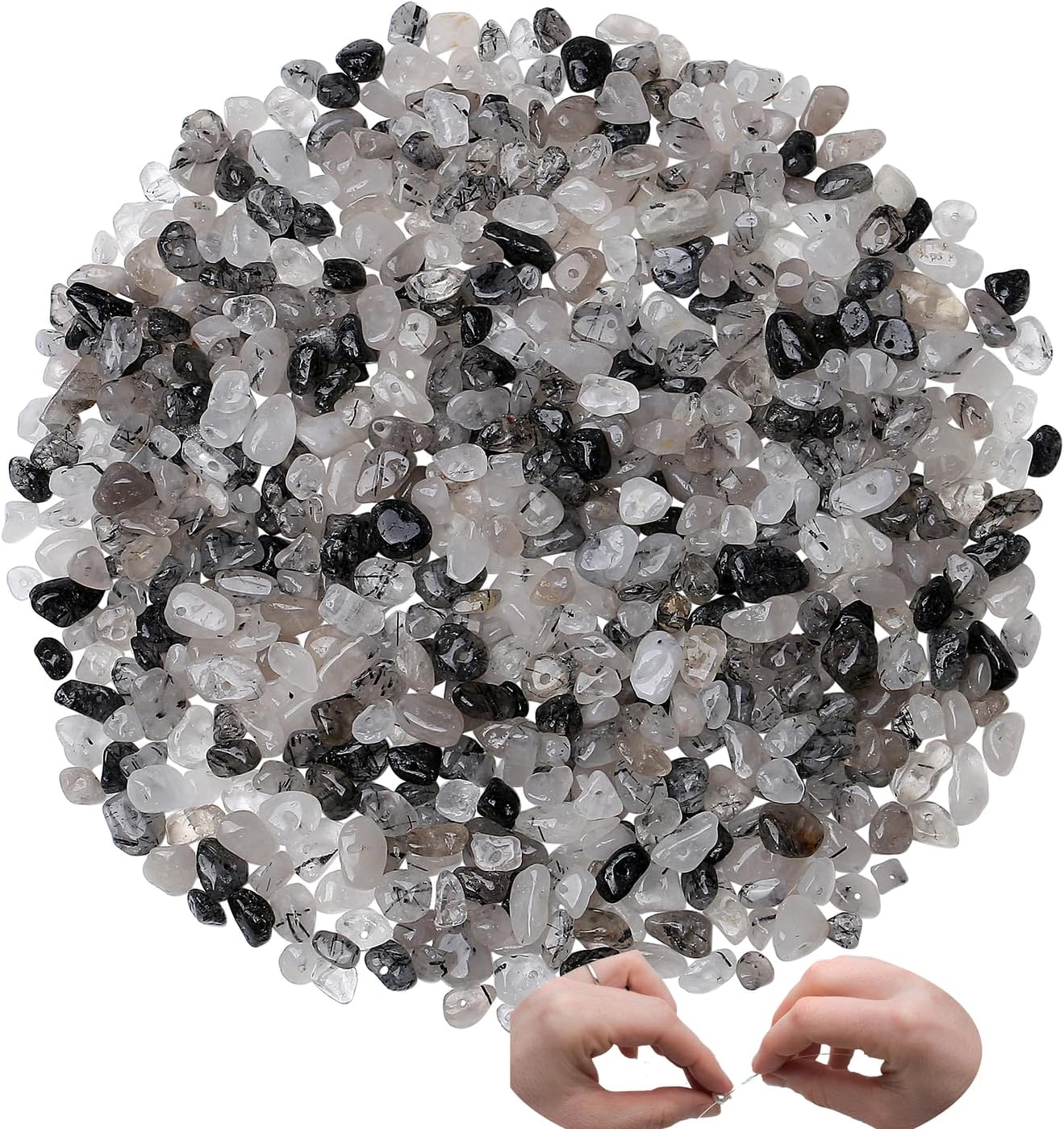 Amazon.com: XianNVXI Black Rutilated Quartz Beads - Natural Chip Stone ...