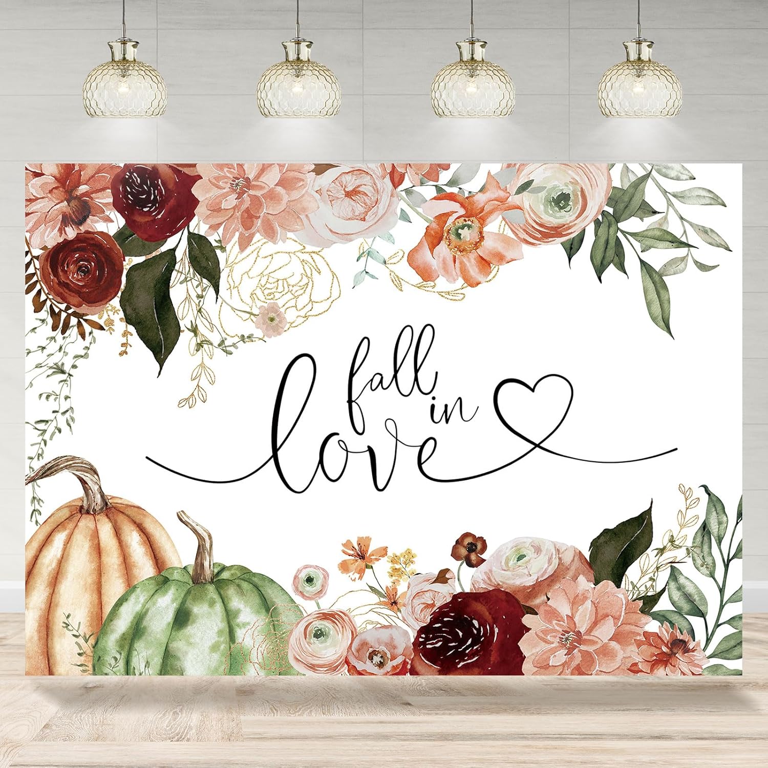 Amazon.com : Rsuuinu Fall in Love 7x5ft Backdrop Pumpkin Floral Autumn ...