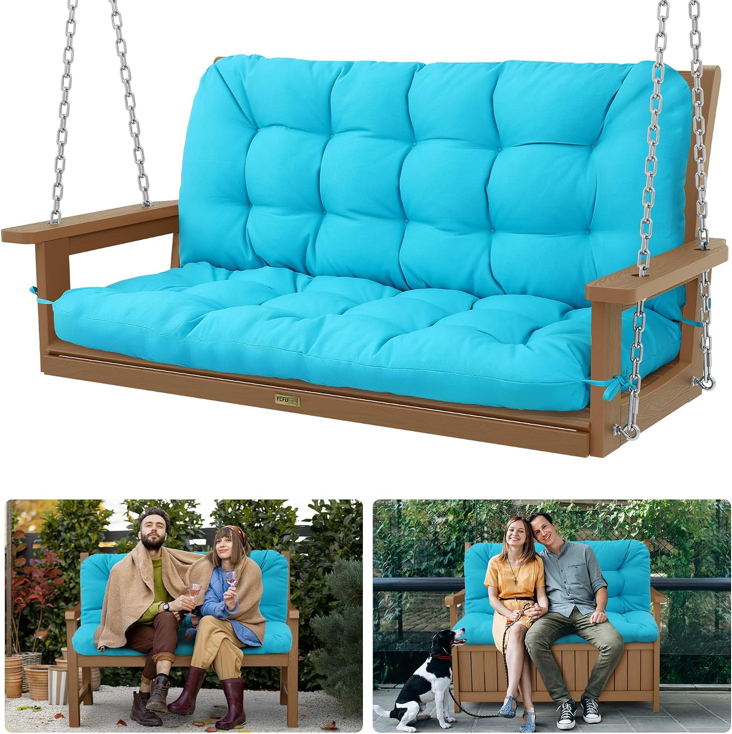 Amazon.com : YEFU Porch Swing Cushions for Outdoor: 48 inch 5" Thick ...