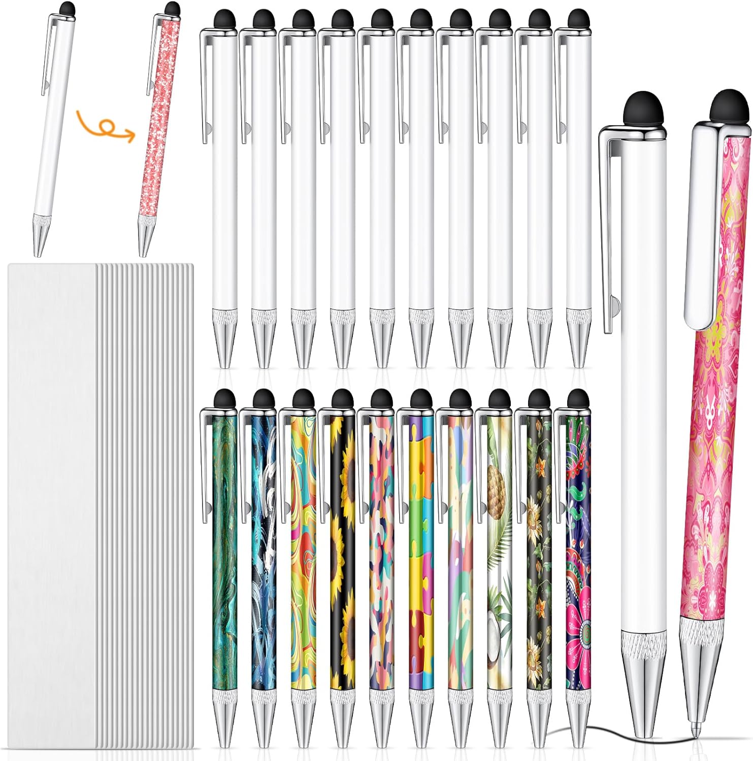 Amazon.com : Crtiin 10 Pcs Sublimation Pens Blank with Shrink Wrap ...