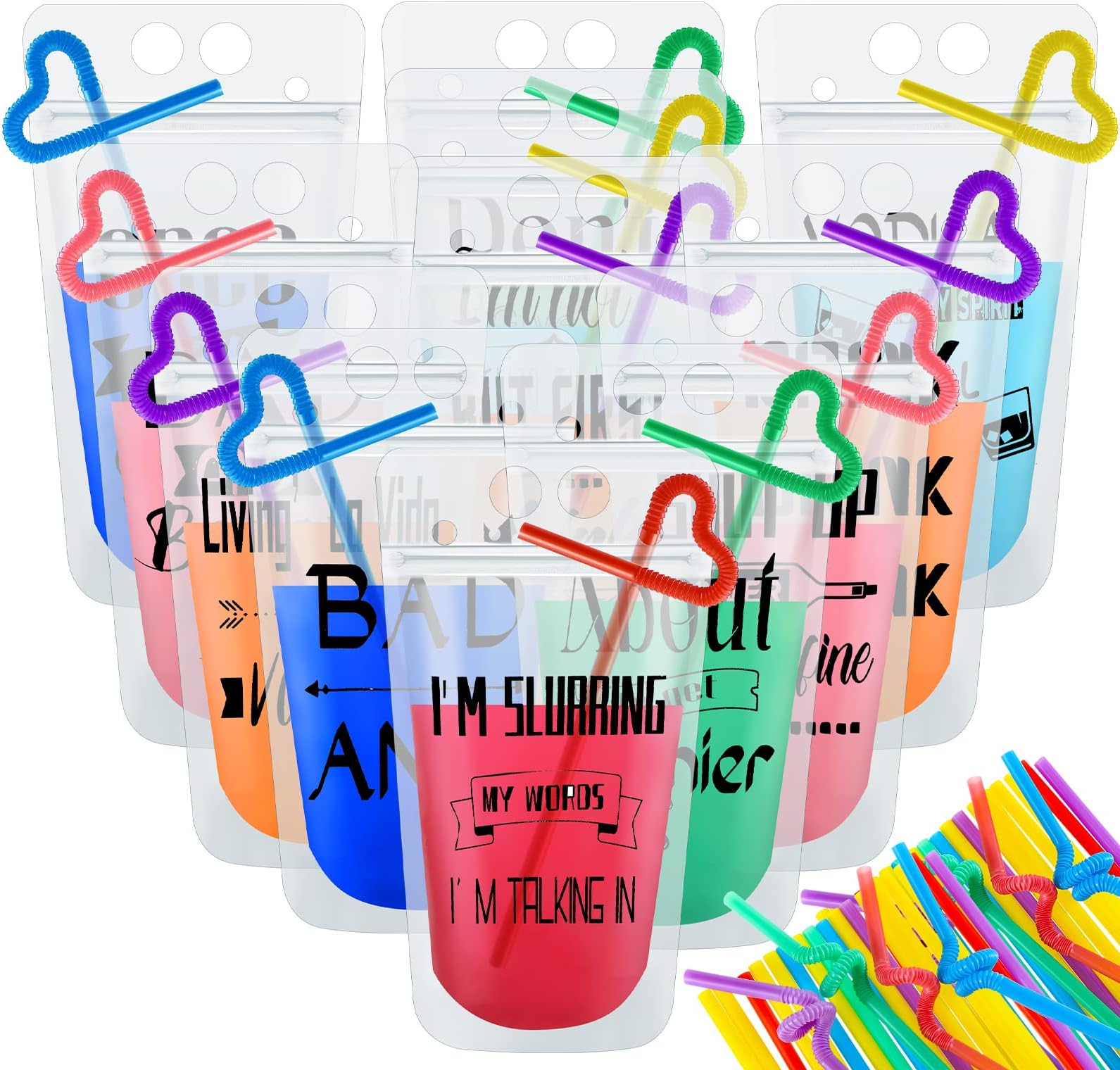 Amazon.com: Pickmesh 24 Pcs Plastic Cocktail Rum Buckets with 20 Straws ...
