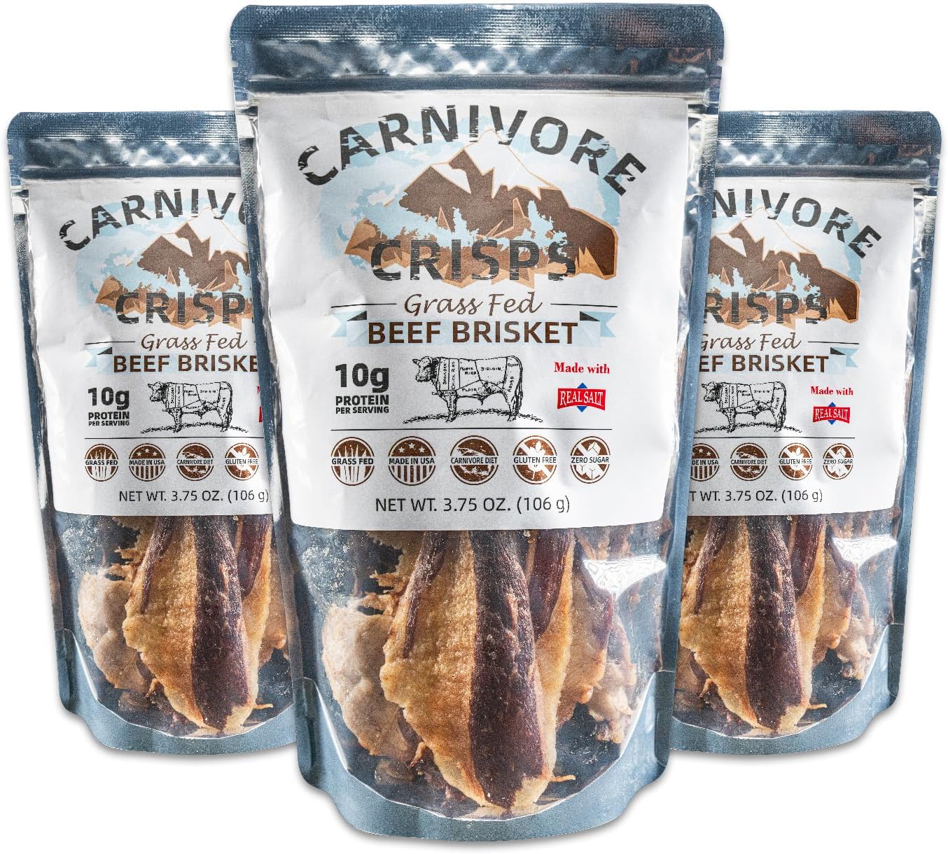 Amazon.com: Carnivore Crisps, Grass-Fed and Finished Beef Brisket, Beef ...
