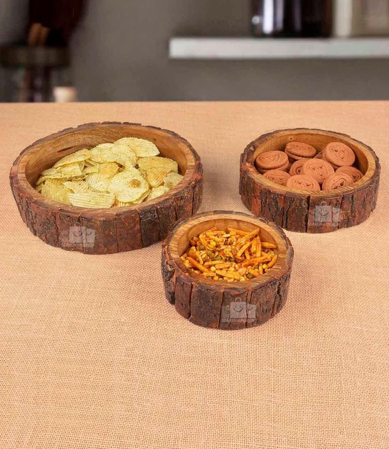 Search4Merch Serving Tray Cum Platter | Original (Tree Bark) Handmade ...