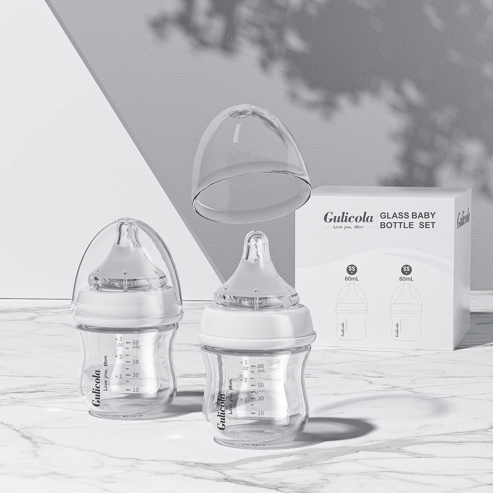 Snapklik.com : Gulicola Natural Glass Baby Bottle Newborn Set, 3 Oz And ...