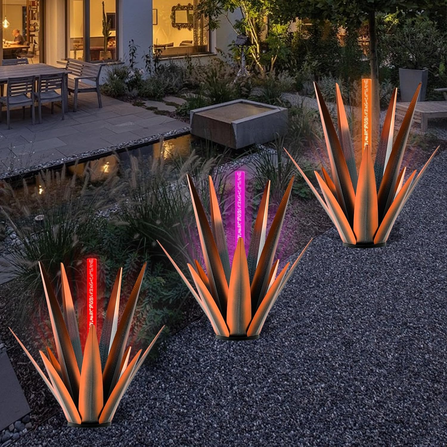 Amazon.com: TOMBABY Solar Metal Agave Plants Gargen Lawn Ornaments Home ...