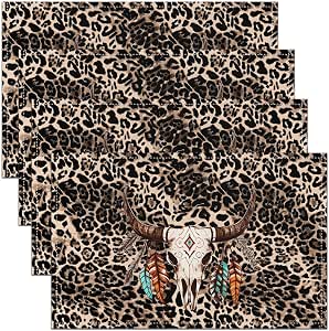 Amazon.com: Western Cow Skull Place Mats for Kids Adults,Exotic ...