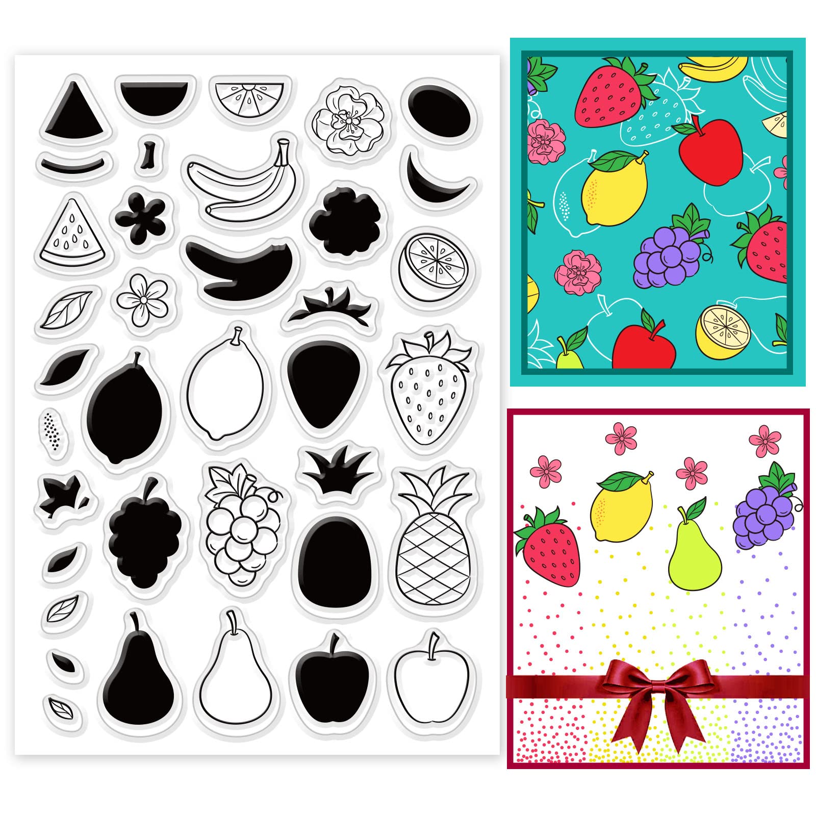 Amazon.com: PH PandaHall Decorative Clear Stamps Fruit Silicone Stamp ...
