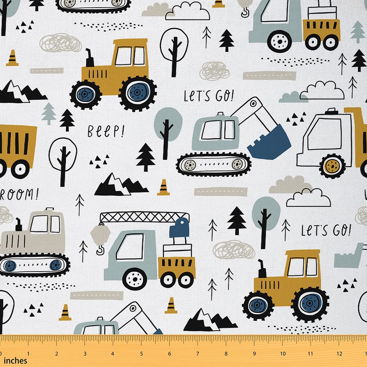 Amazon.com: Construction Fabric by The Yard, Boys Equipment Trucks ...