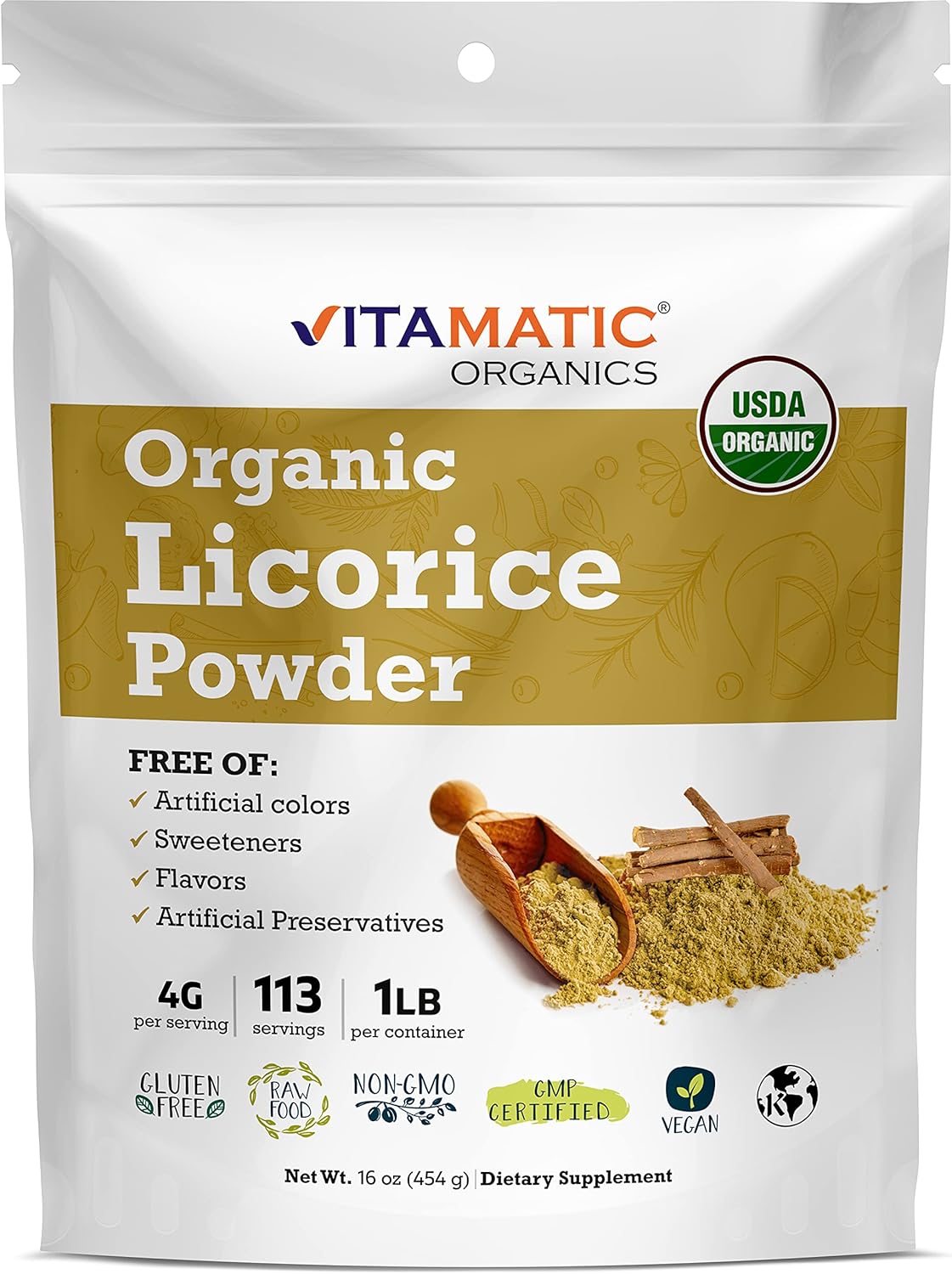 Amazon.com: Vitamatic Certified USDA Organic Licorice Root Powder 1 ...