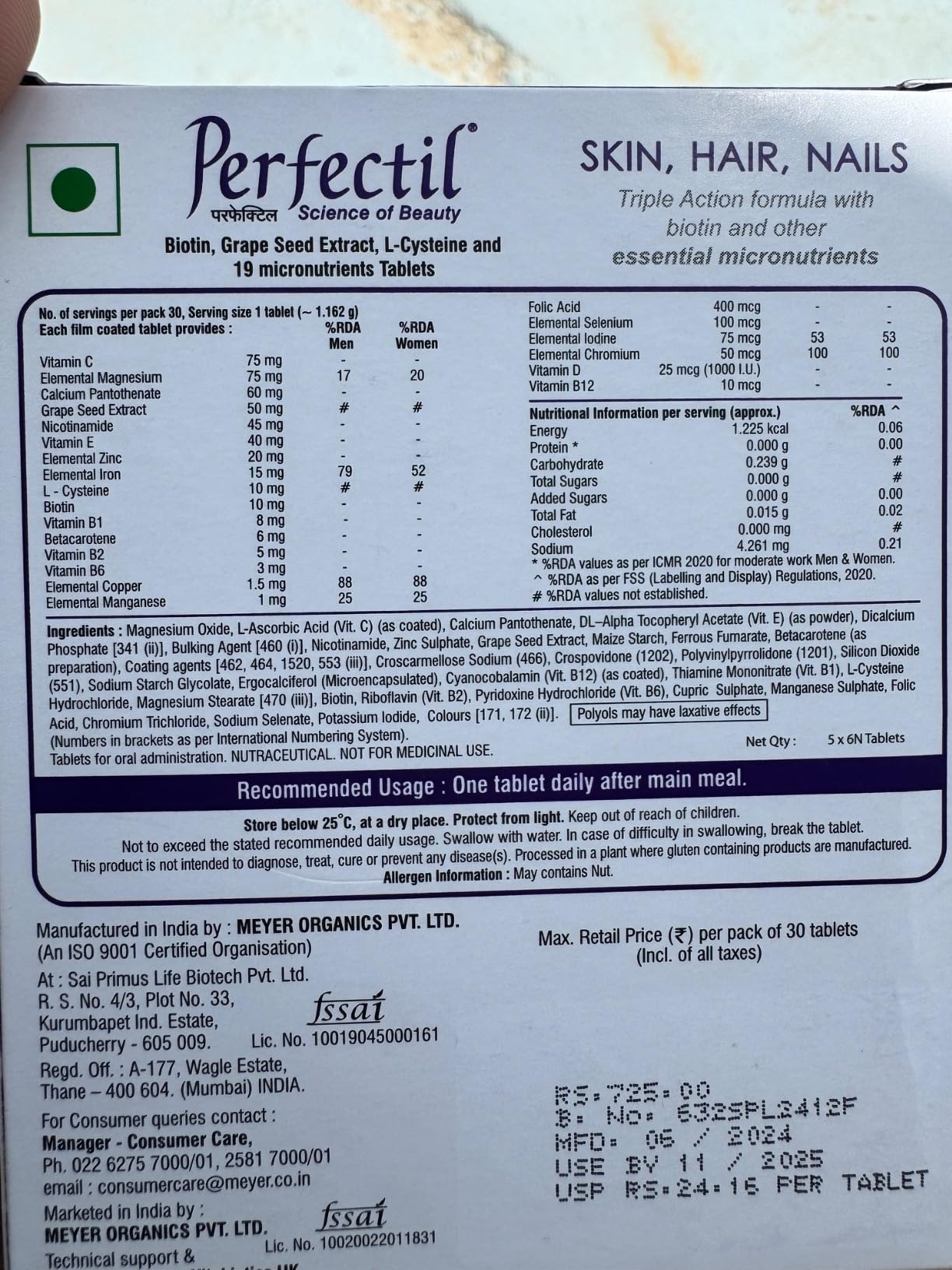 Perfectil Multivitamin Supplements For Men & Women, Packed With Biotin ...