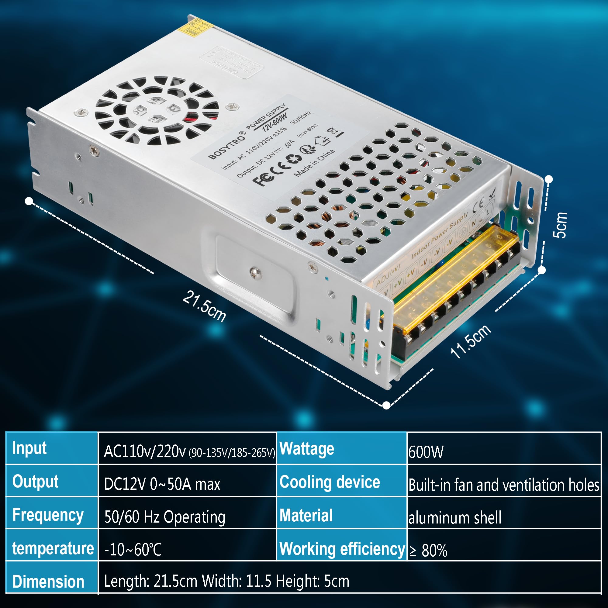 Snapklik.com : BOSYTRO 12V 50A 600W DC Switching Power Supply ...