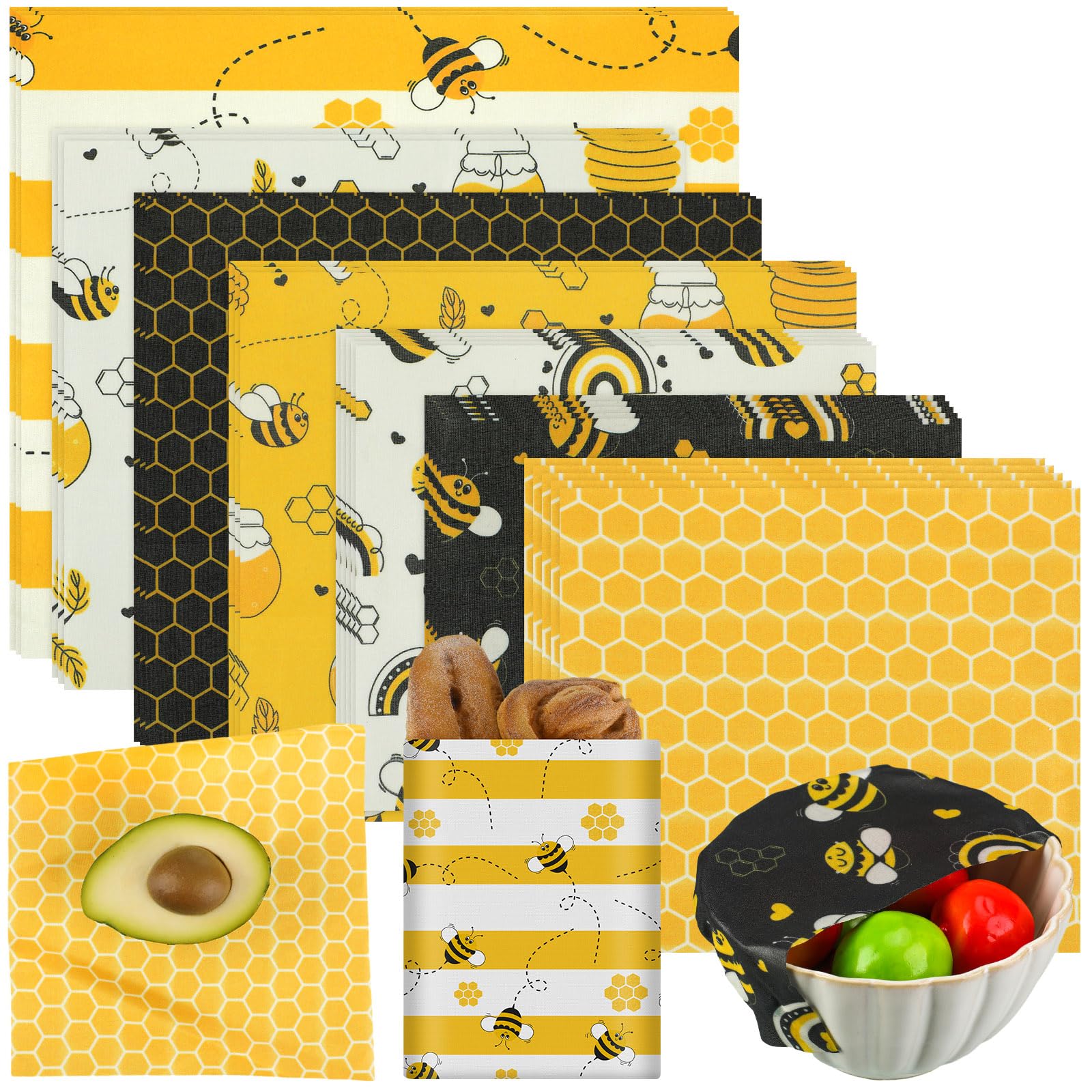 Amazon.com: Tranqun 27 Pack Beeswax Wraps for Food Reusable Beeswax ...