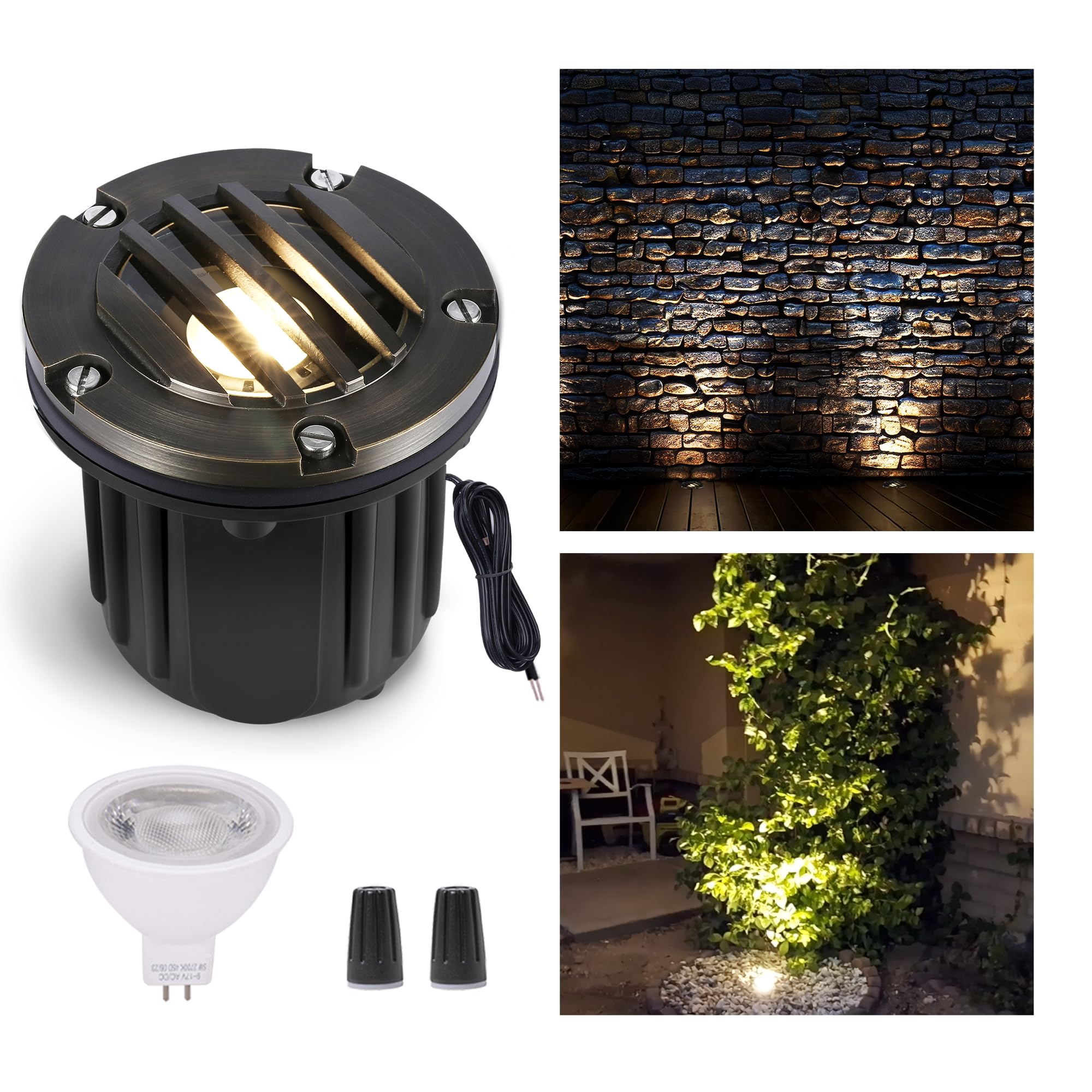 Gardenreet Landscape Well Lights Brass, LED Low Voltage Outdoor In ...