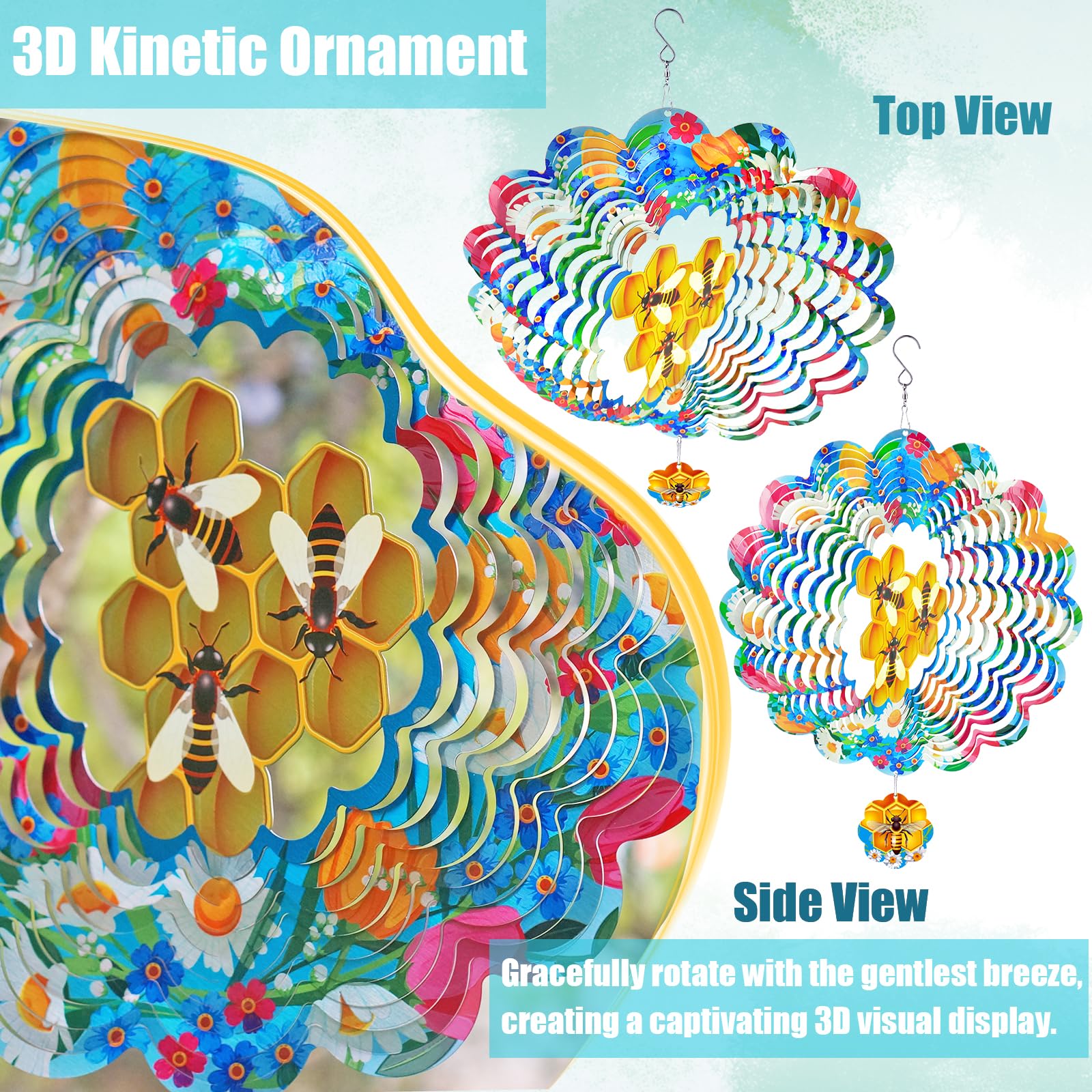 Snapklik.com : Honey Bee Wind Spinners For Yard And Garden,12 Inch 3D ...
