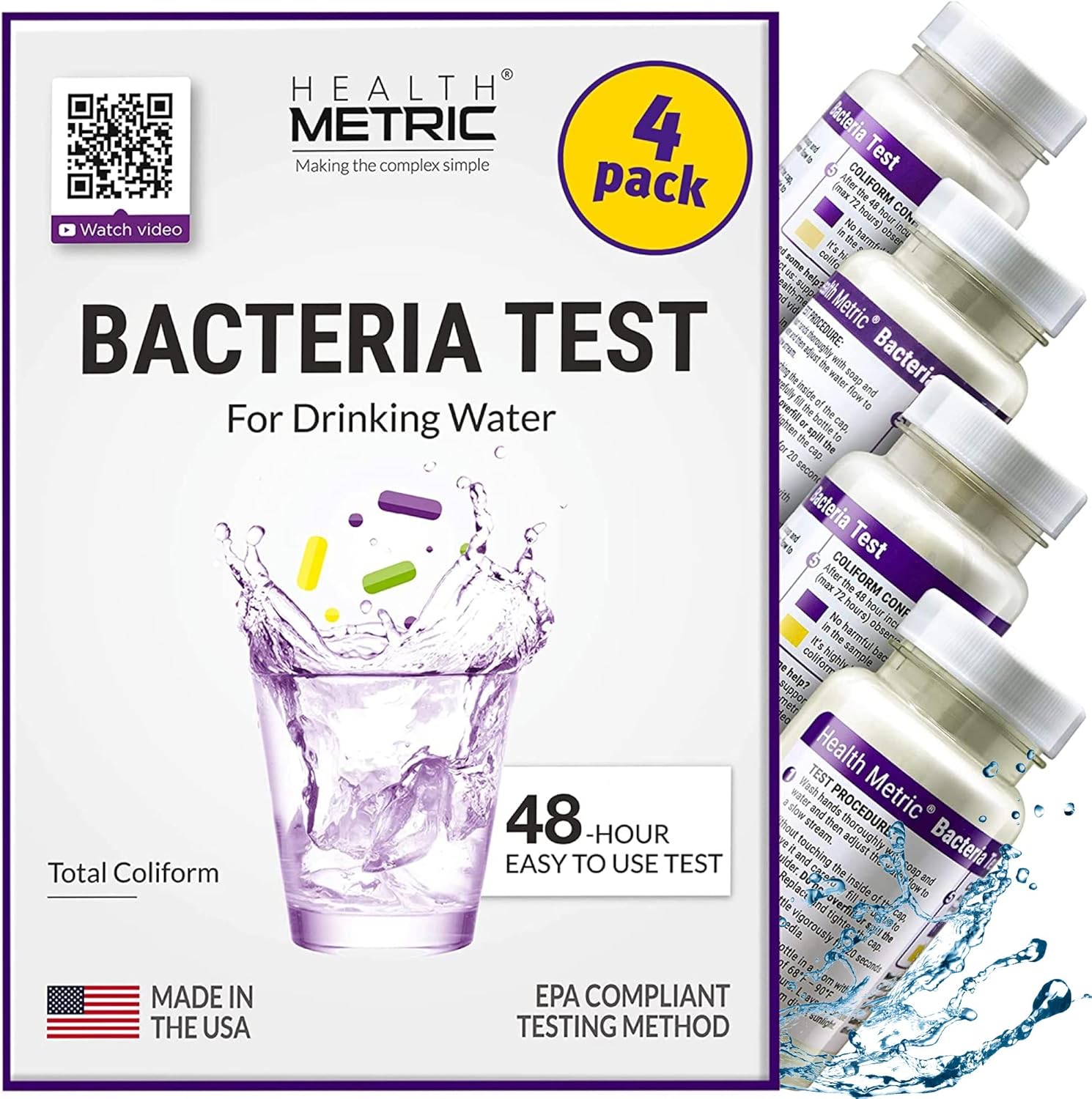 Coliform Bacteria Test Kit for Drinking Water - Easy to Use 48-Hour ...