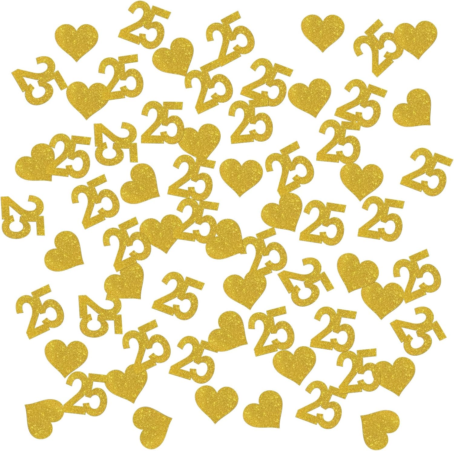 Amazon.com: Number 25 Confetti Gold Glitter, Happy 25th Birthday Table ...