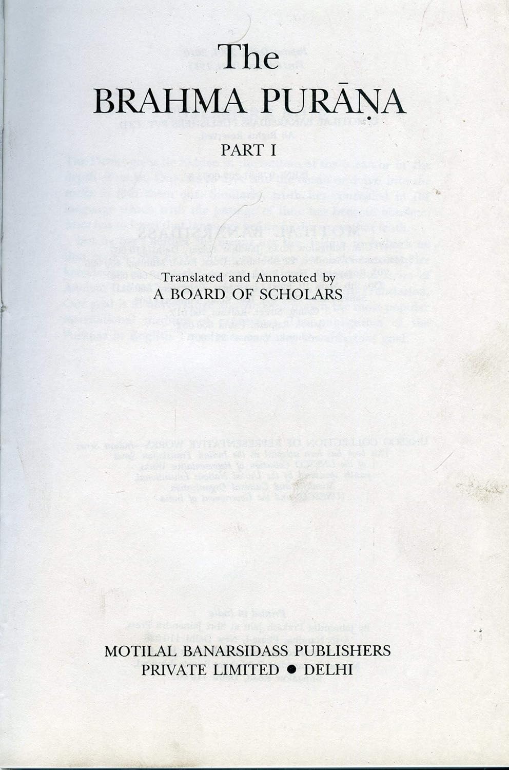 Brahma-Purana, Part 1: J. L. Shastri, G. P. Bhatt: 9788120800038 ...