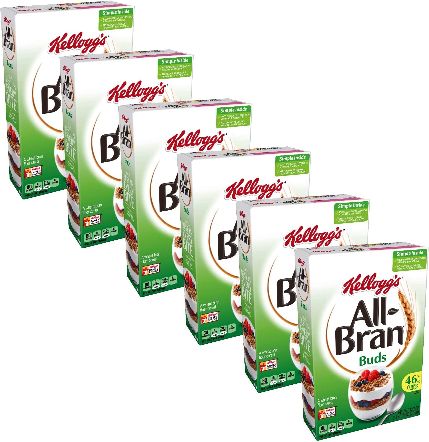 Amazon.com: Kellogg's All-Bran Bran Buds Cereal, 17.7 oz (Pack of 6 ...
