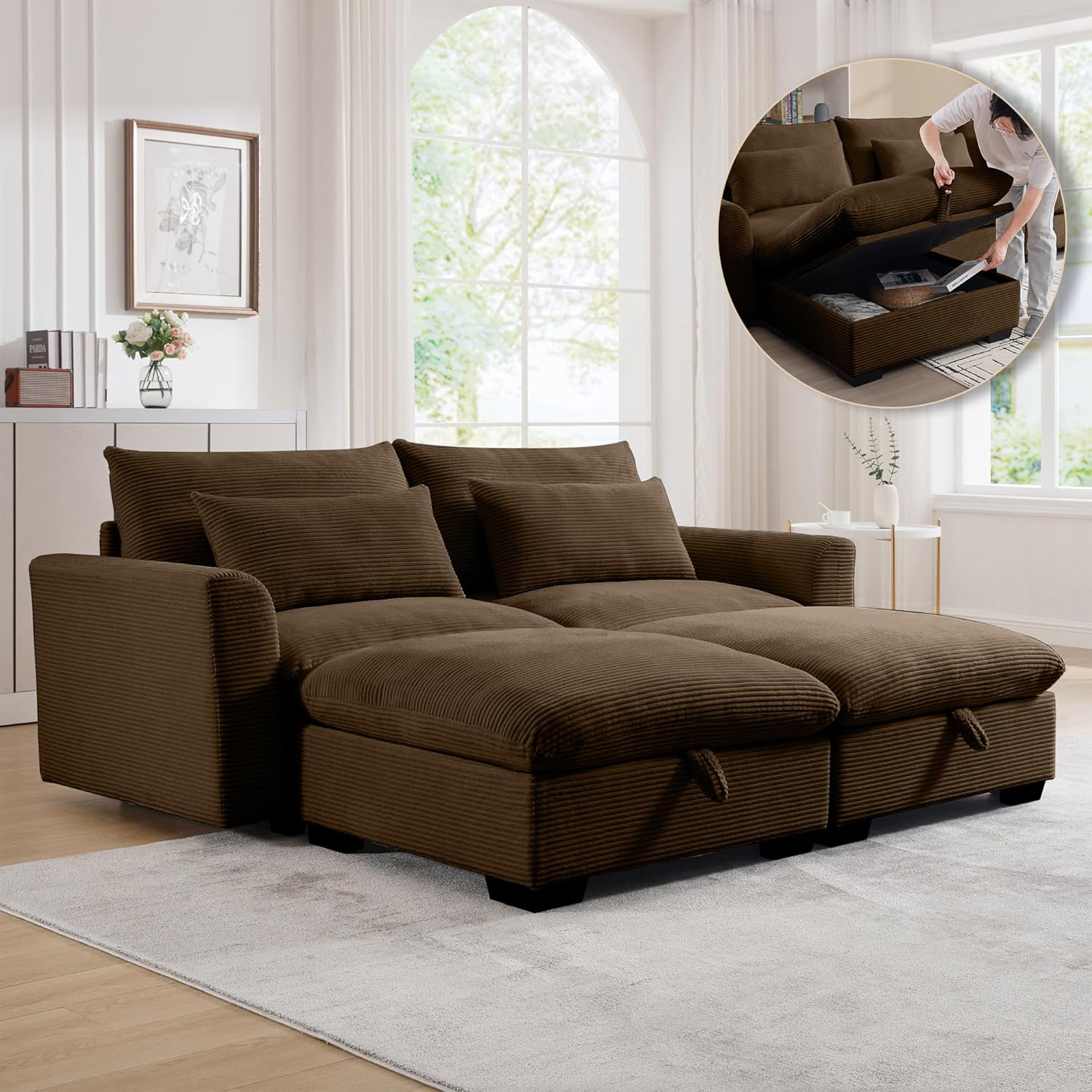 Amazon.com: Oversized Convertible Modular Sectional Sofa Corduroy ...