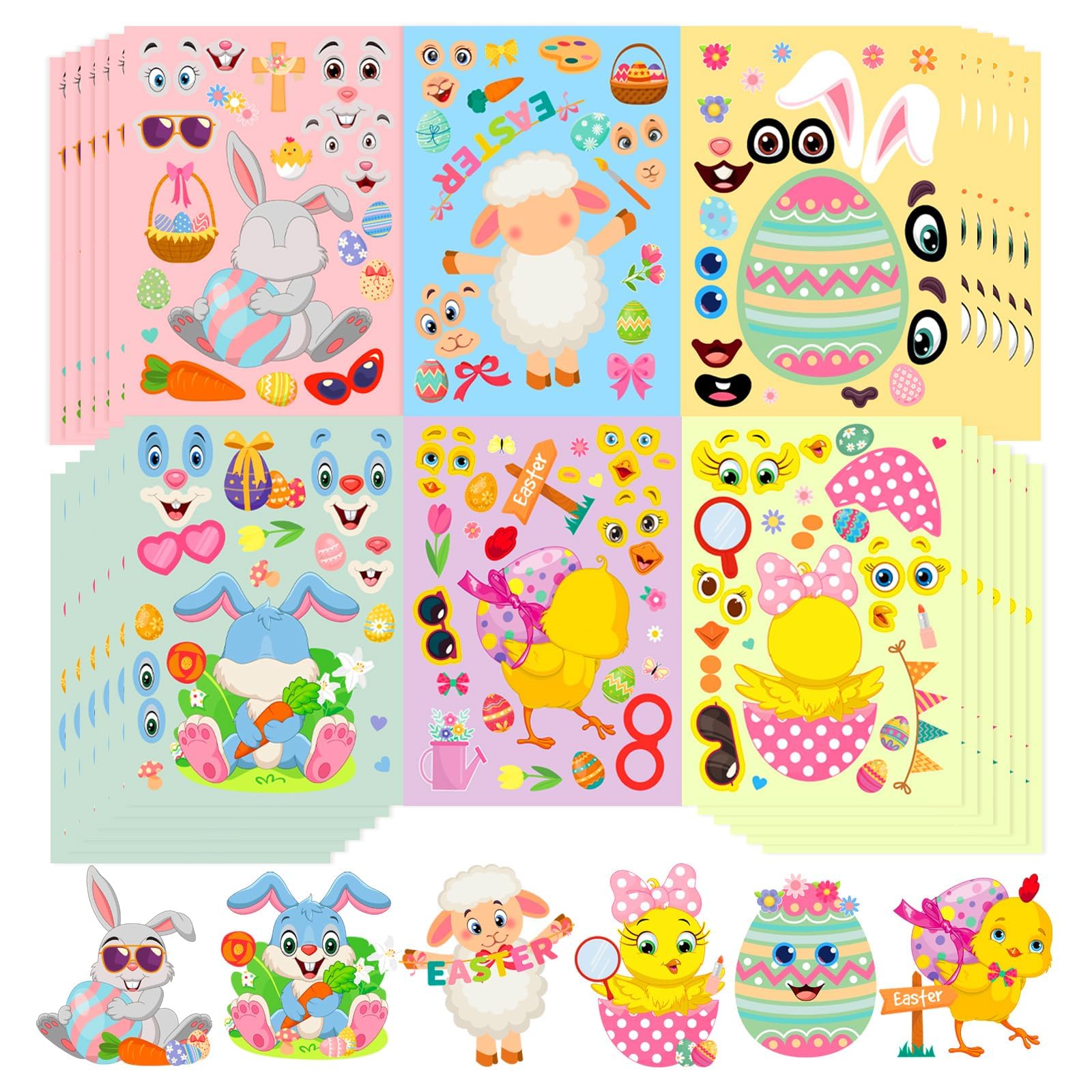 Snapklik.com : 36Pcs Easter Stickers For Kids - Easter Egg Bunny Craft ...