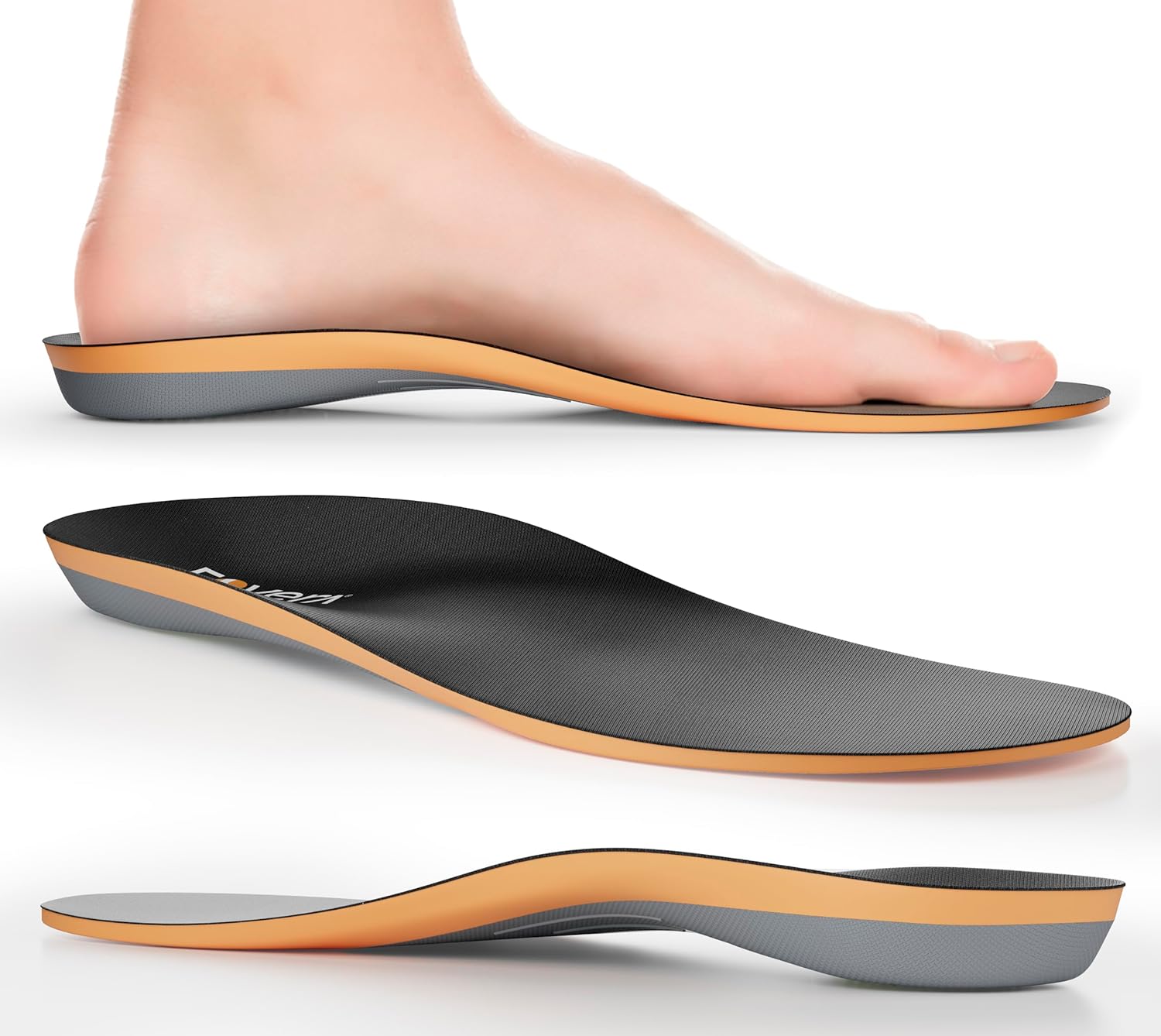 FOVERA Orthotic Low & Medium Arch Support Insole - Shoe Inserts for ...