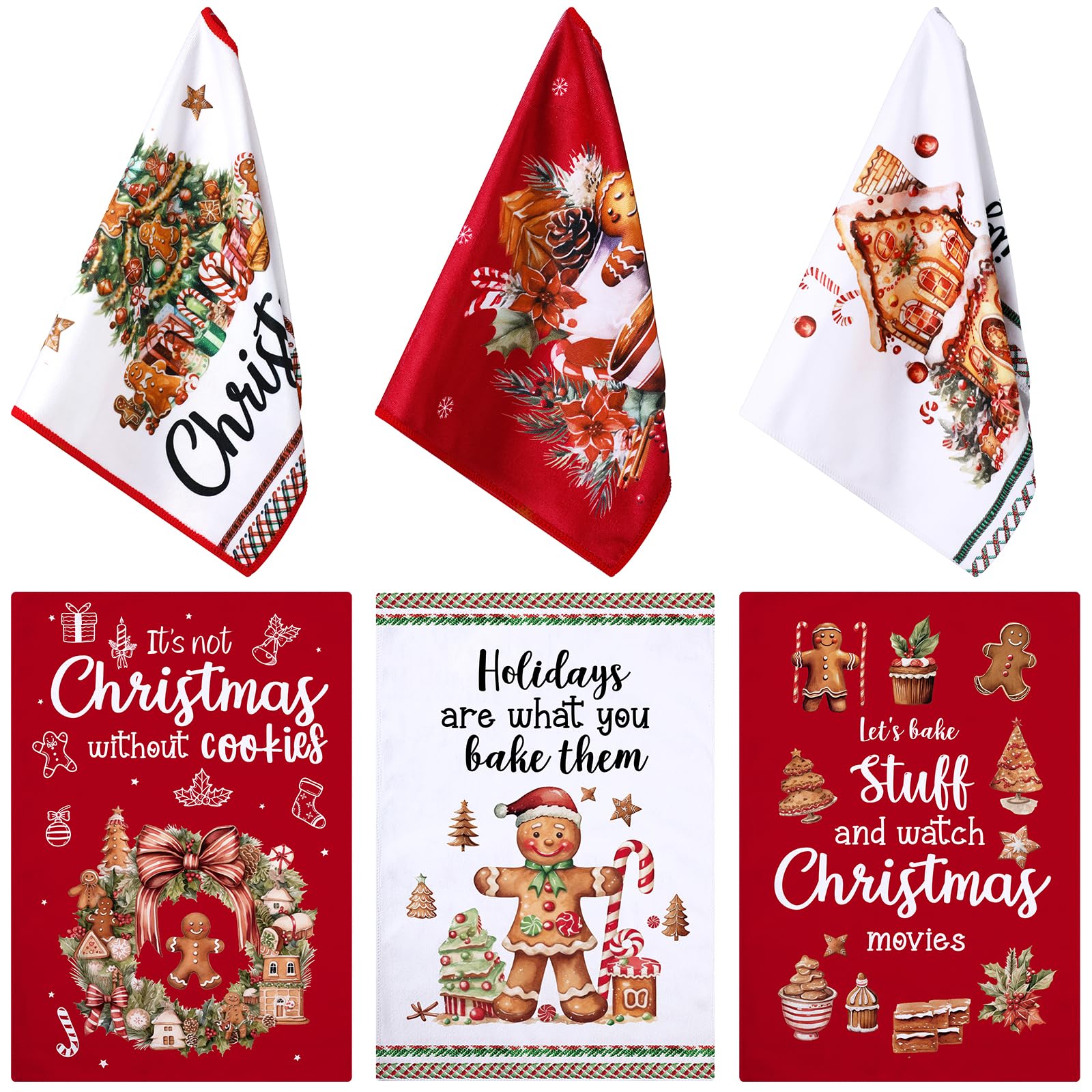 Amazon.com: 6 Packs Christmas Gingerbread Man Kitchen Hand Towels 12 x ...