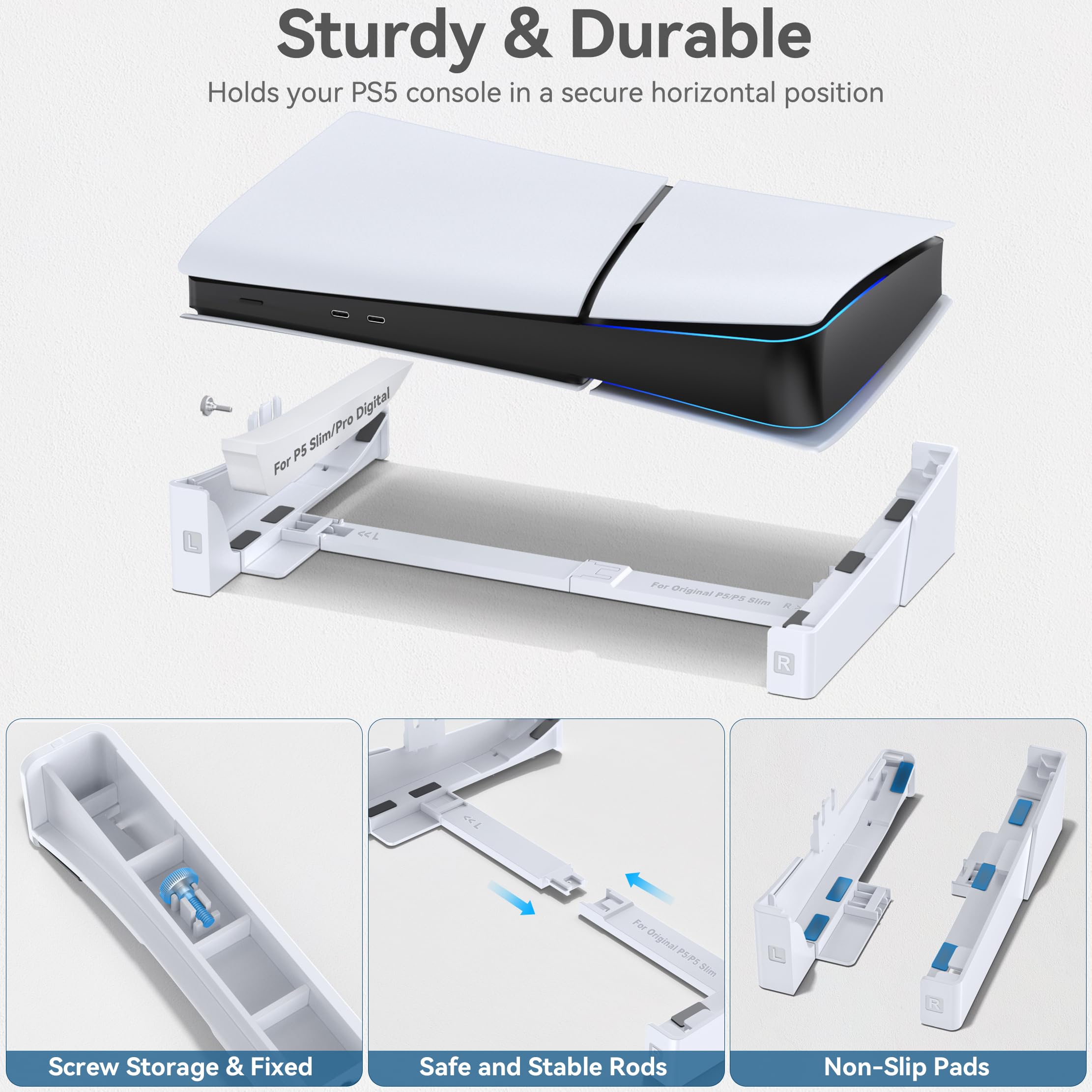 Snapklik.com : Kosker PS5 Stand Horizontal For PS5/ Slim/Pro Disc ...