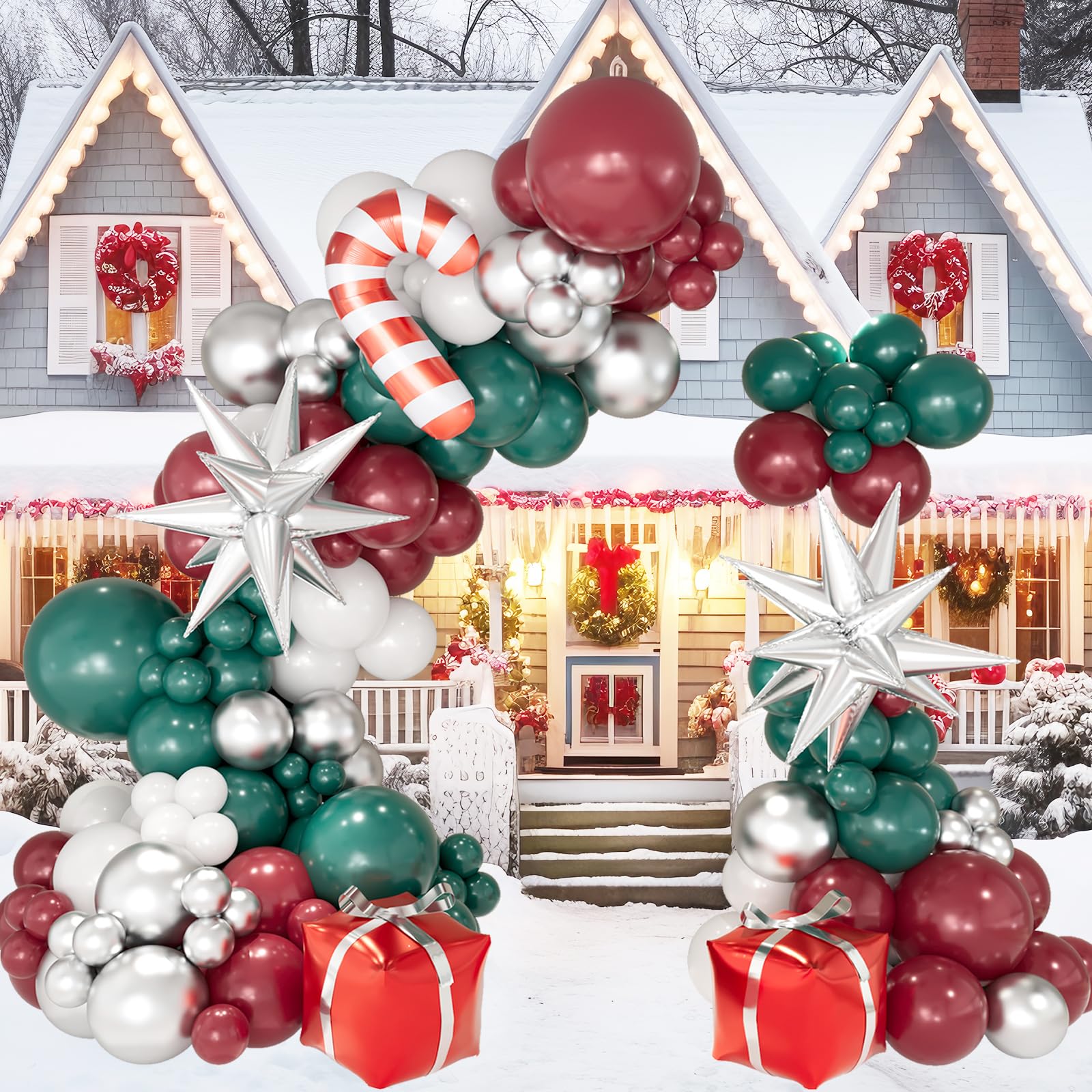 Christmas Balloon Garland Arch kit with Red Green White Balloons Candy ...
