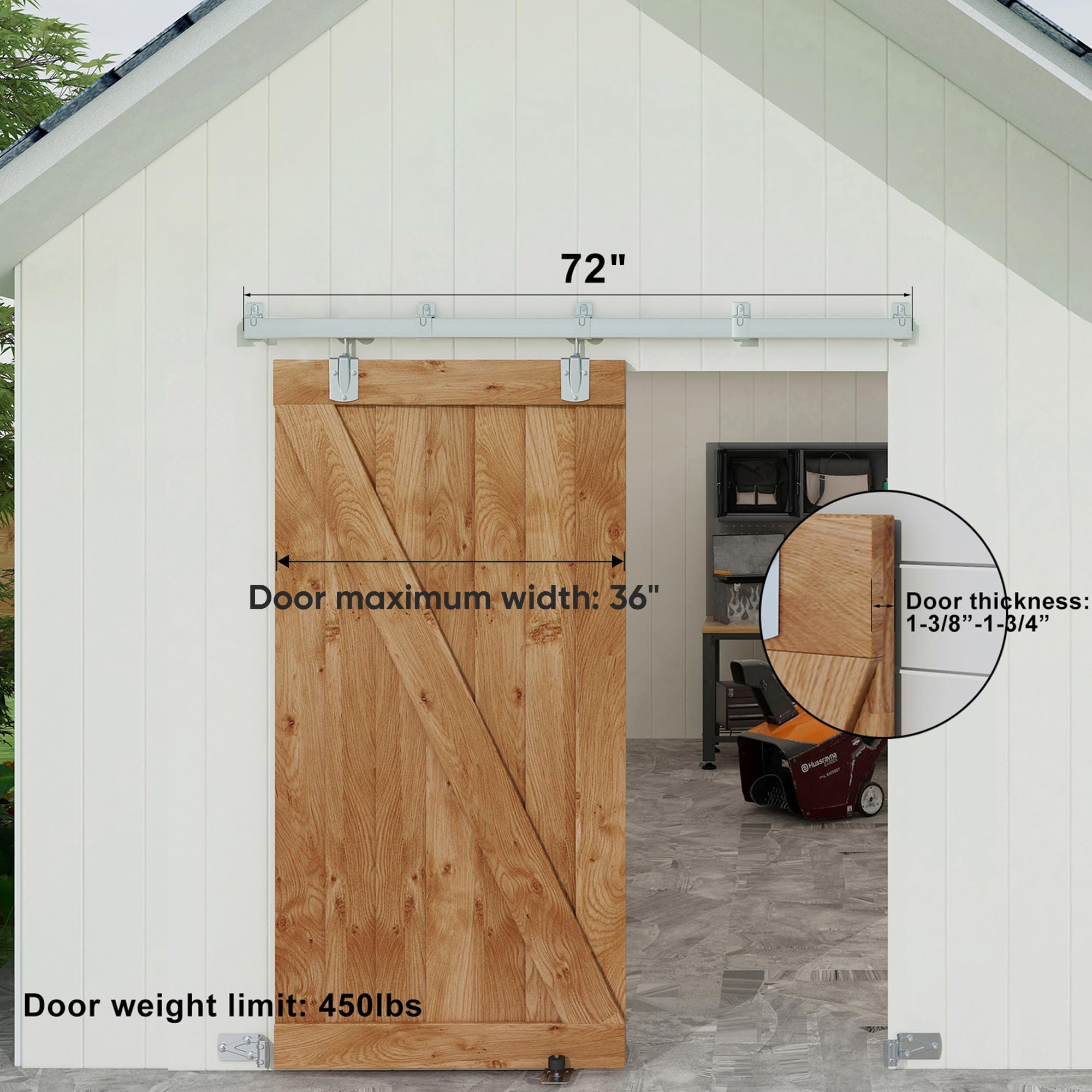 Snapklik.com : JUBEST 6FT Box Rail Exterior Barn Door Hardware Kit ...
