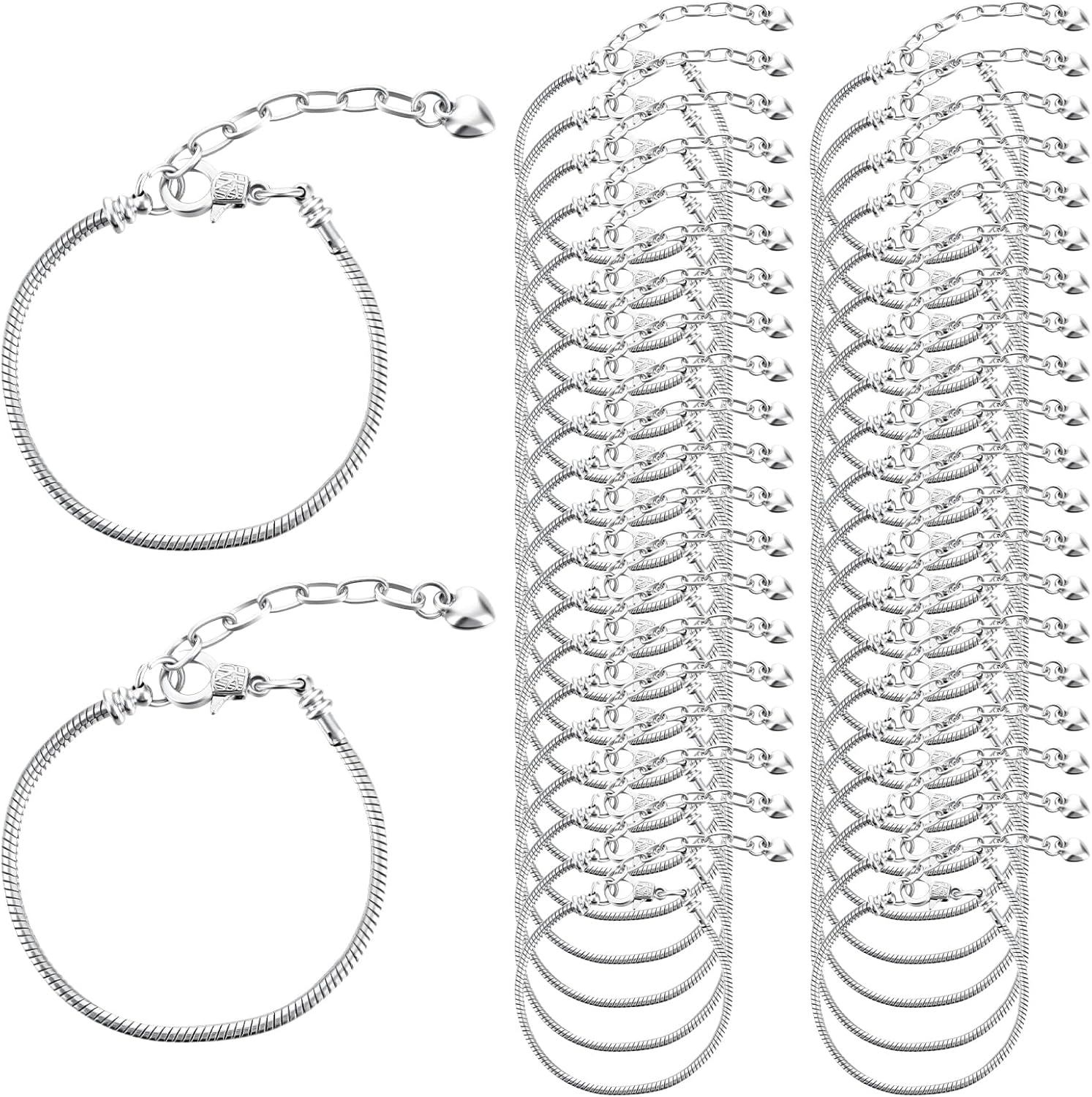 Amazon.com: Ptwola 40 Pcs Snake Chain Charm Bracelet Adjustable Snake ...