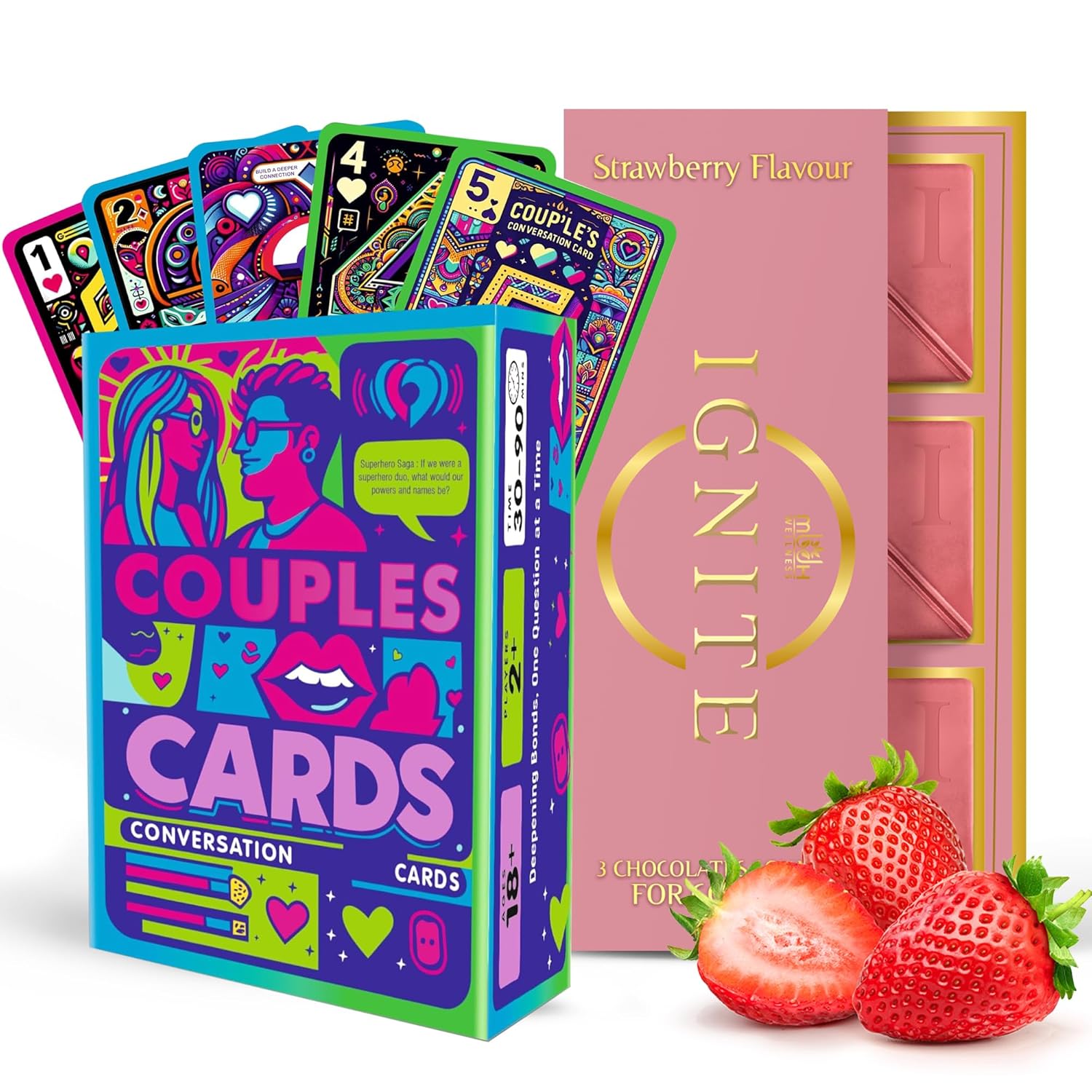Amazon.com : Ignite Strawberry Chocolate Bars & Conversation Cards for ...