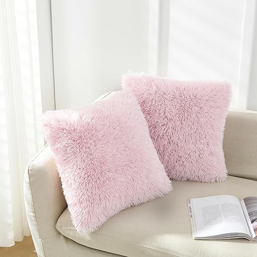 Amazon.com: NordECO HOME Luxury Soft Faux Fur Fleece Cushion Cover ...
