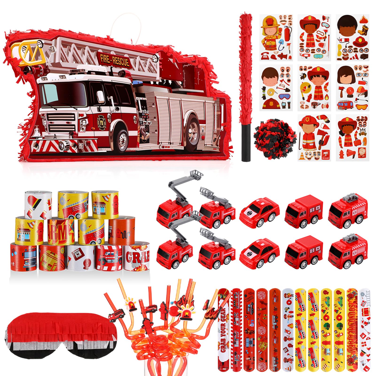 Amazon.com: Syhood 62 Pcs Firefighter Party Favors, Small Fire Truck ...