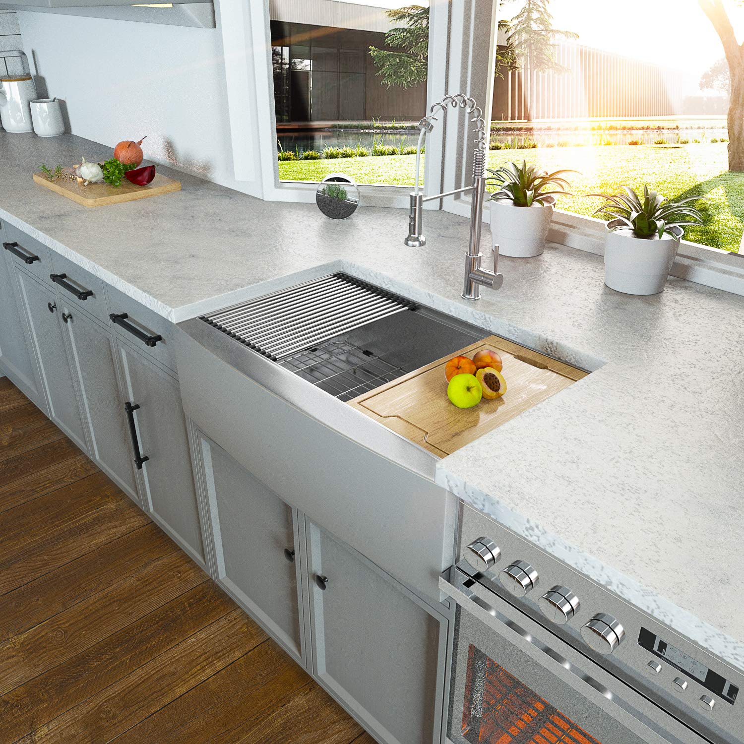 36 Farmhouse Sink - Kichae 36 Inch Farmhouse Kitchen Sink Undermount ...