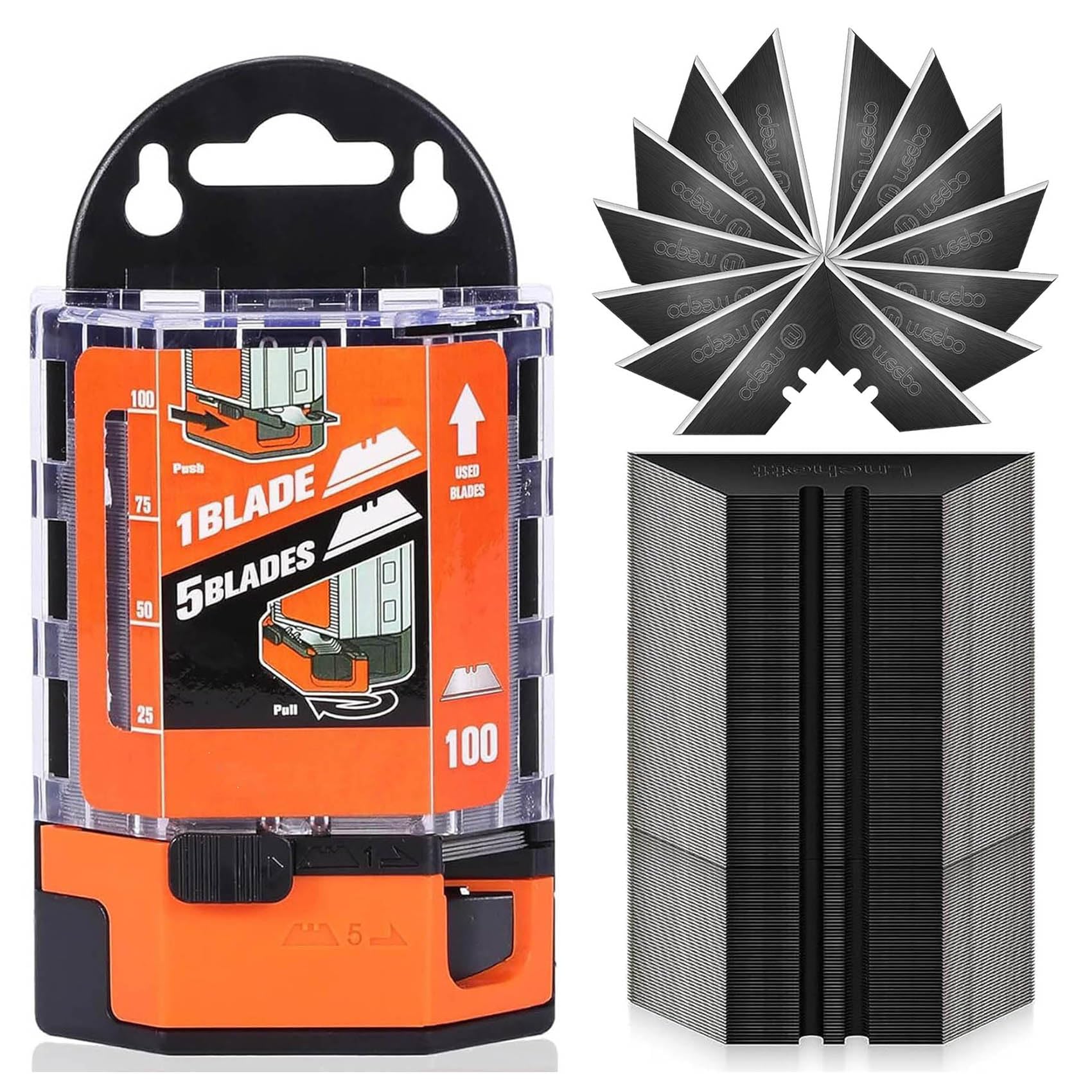 100-Pack Utility Knife Blades, Tough SK-2 Razor Blades for Utility ...