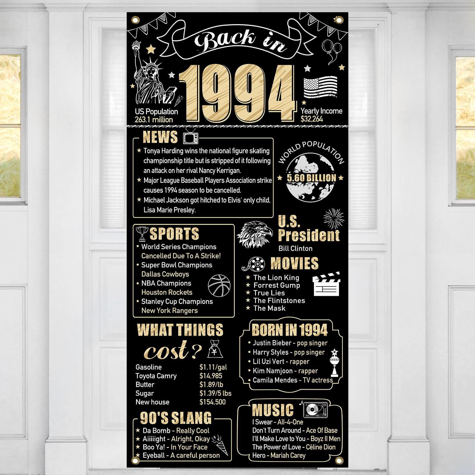 Amazon.com: Back In 1994 Red and Black 30th Birthday Decorations Happy ...