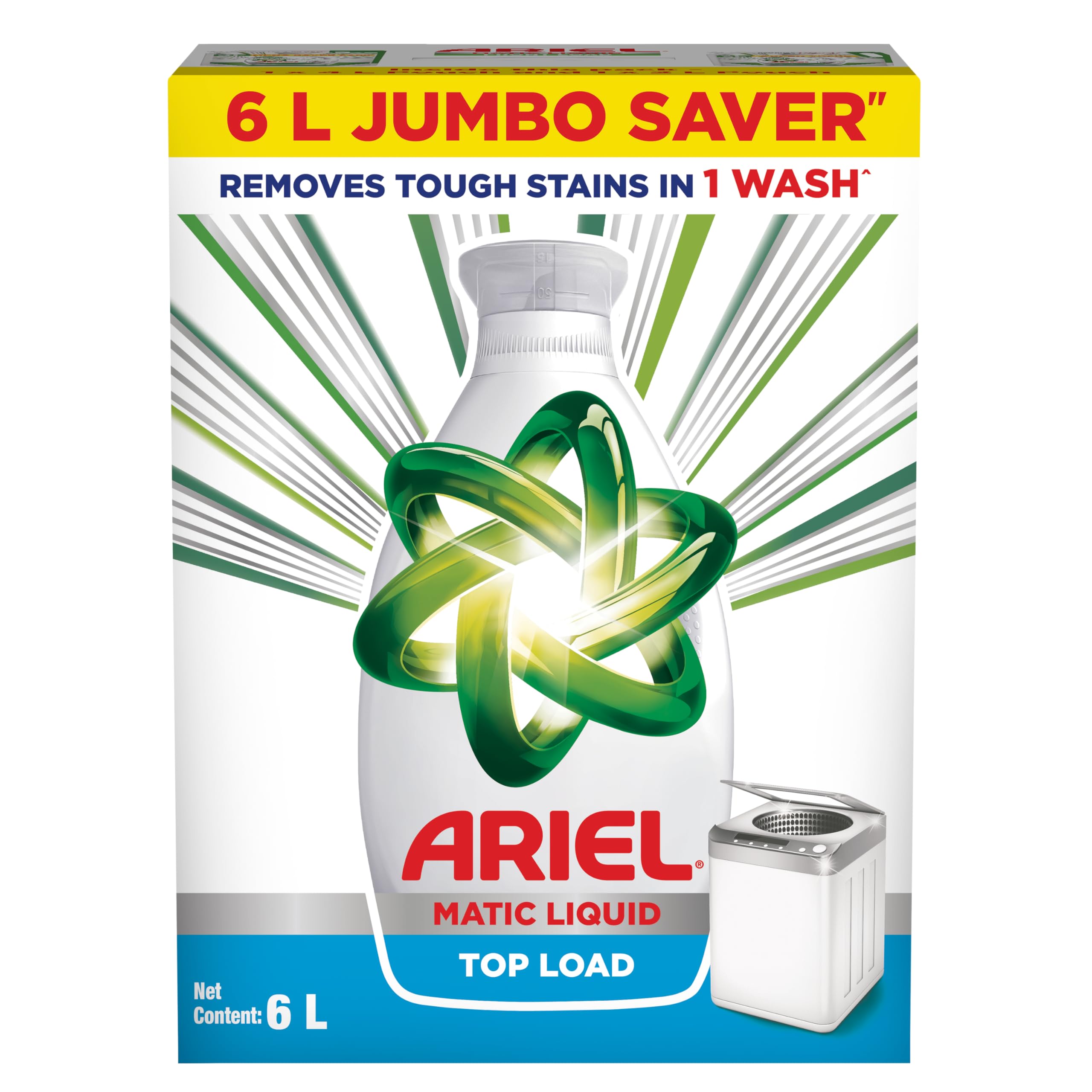 Ariel Liquid Detergent Top Load - 6L Jumbo Saver | Removes 7 day dried ...