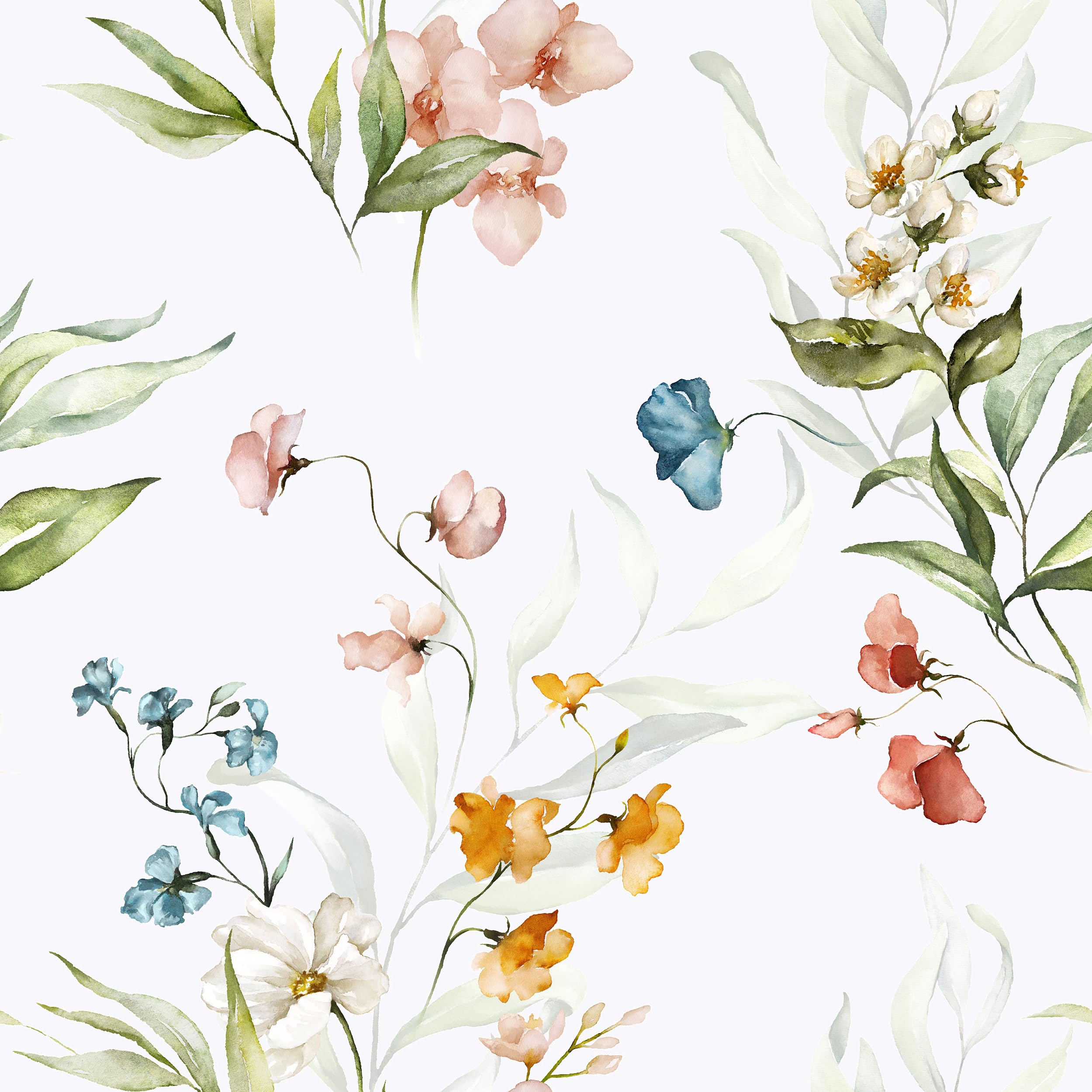 EaseStick Watercolor Floral Wallpaper Peel and Stick Vintage Floral ...