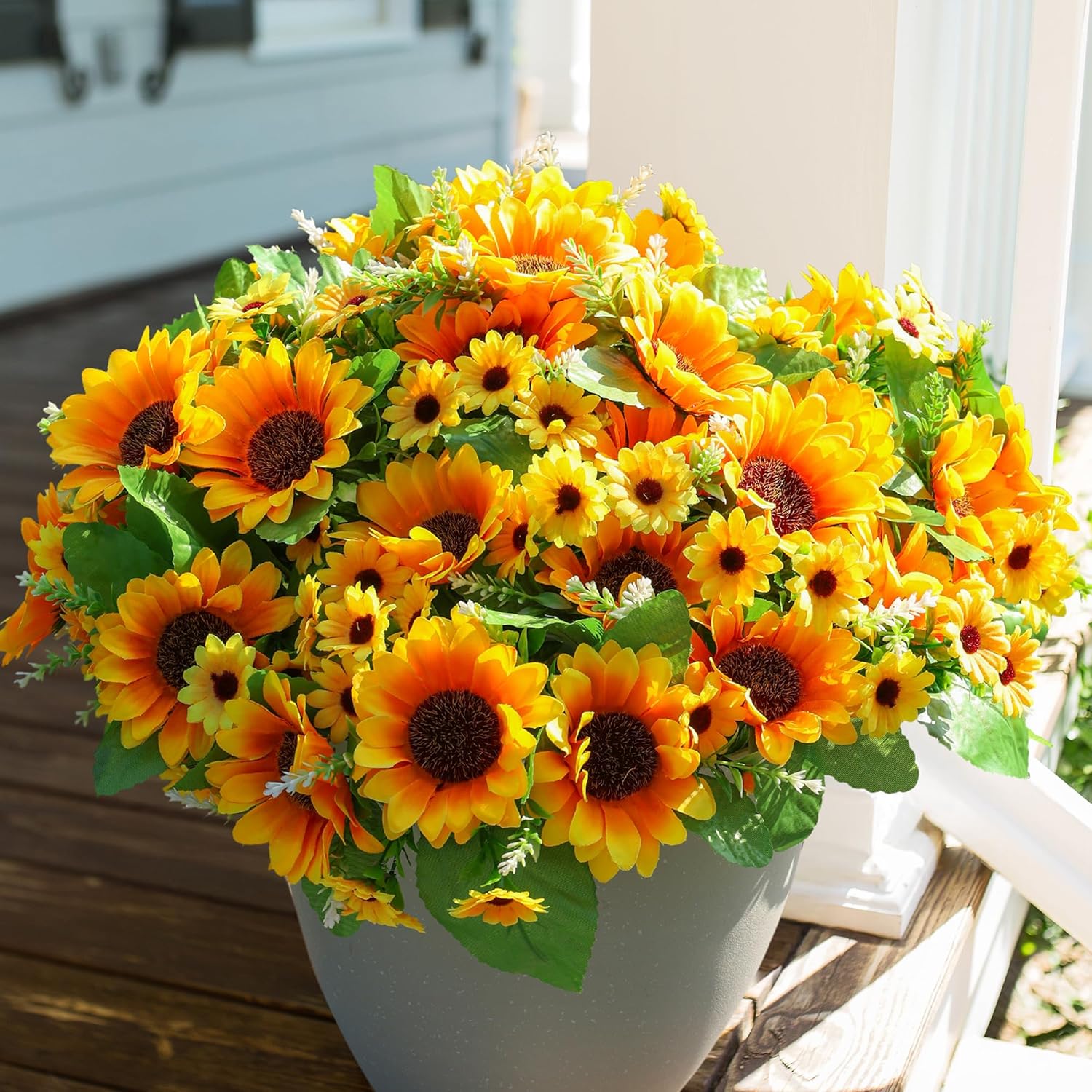 Amazon.com: Sunflowers Artificial Flowers, 10 Bunches Fake Sunflower ...