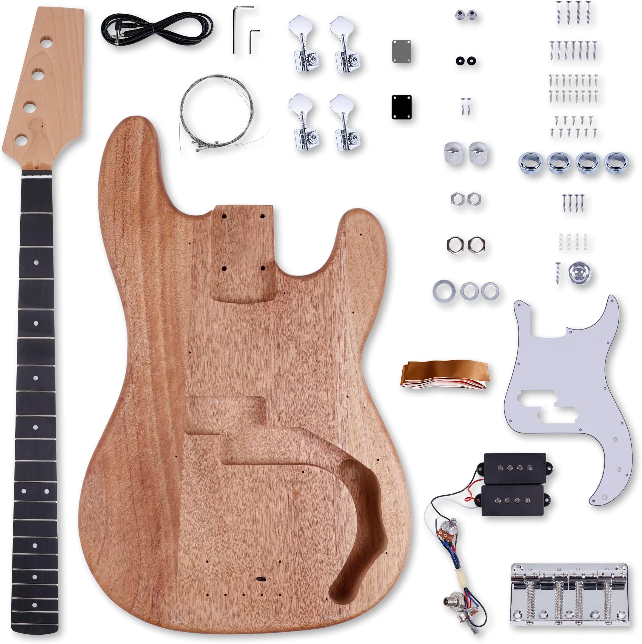Amazon.com: Leo Jaymz DIY Electric Bass Guitar Kits - Mahogany Body ...