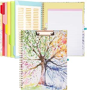 Pechor Clipboard Folio with Refillable Notepad Spiral A4 Clipboards, 5 ...