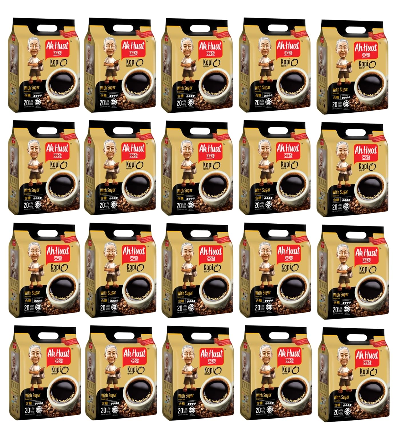Amazon.com : Greenpeacelove Ah Huat Kopi O With Sugar (20 Pack ...
