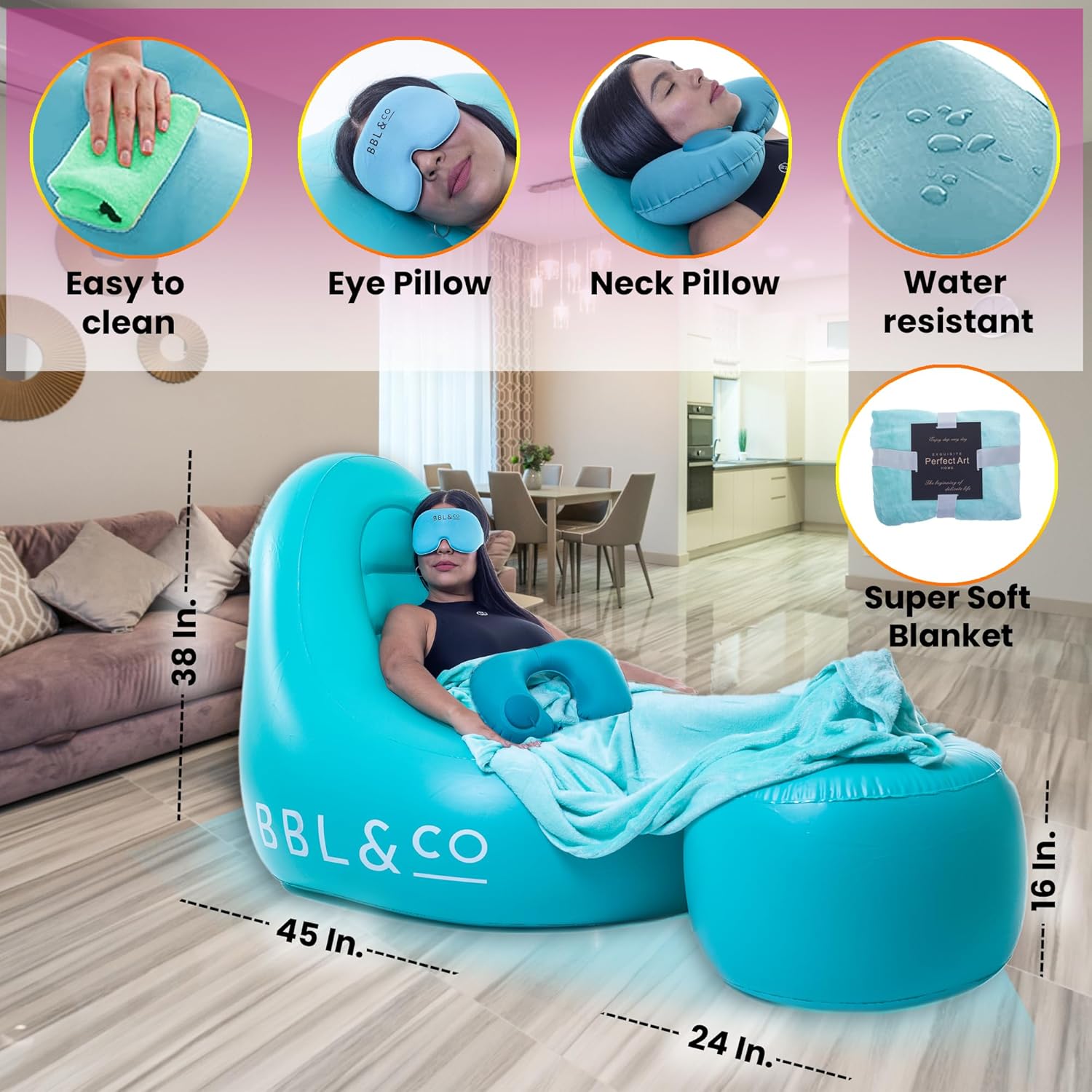 BBL & CO. BBL Chair – Colchón inflable BBL con agujero después de la ...