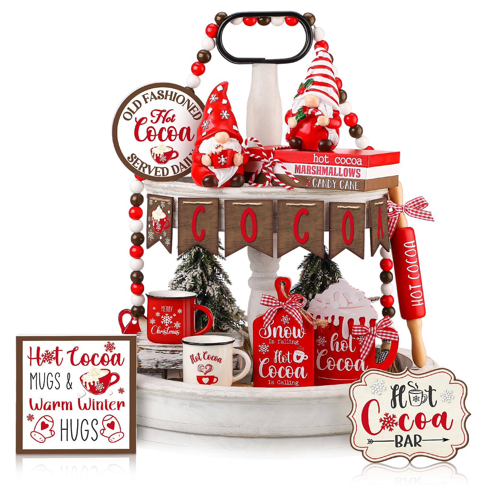 Amazon.com: Kigley 13 Pcs Christmas Hot Cocoa Tiered Tray Decor Resin ...