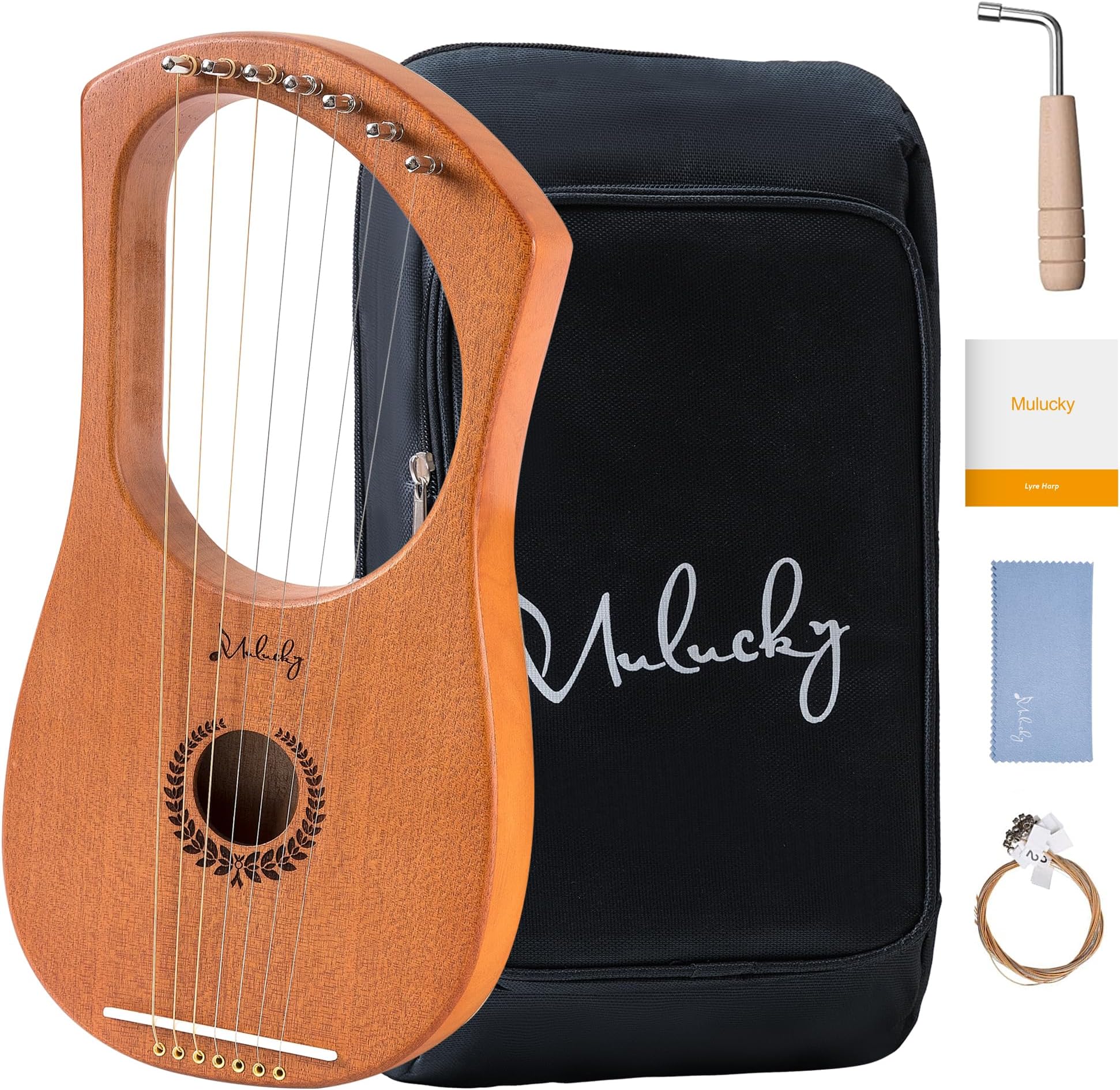Topnaca Lyre Harp, 16 Strings Lyre Harp Mahogany Body with Tuning ...