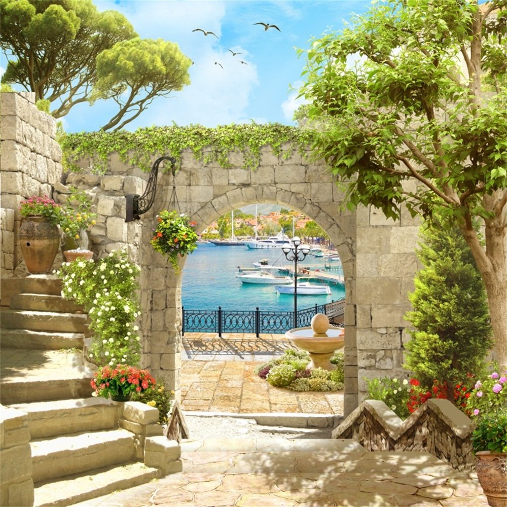 Amazon.com : Laeacco Italy Scenery Frasco Backdrop 8x8ft Vinyl ...