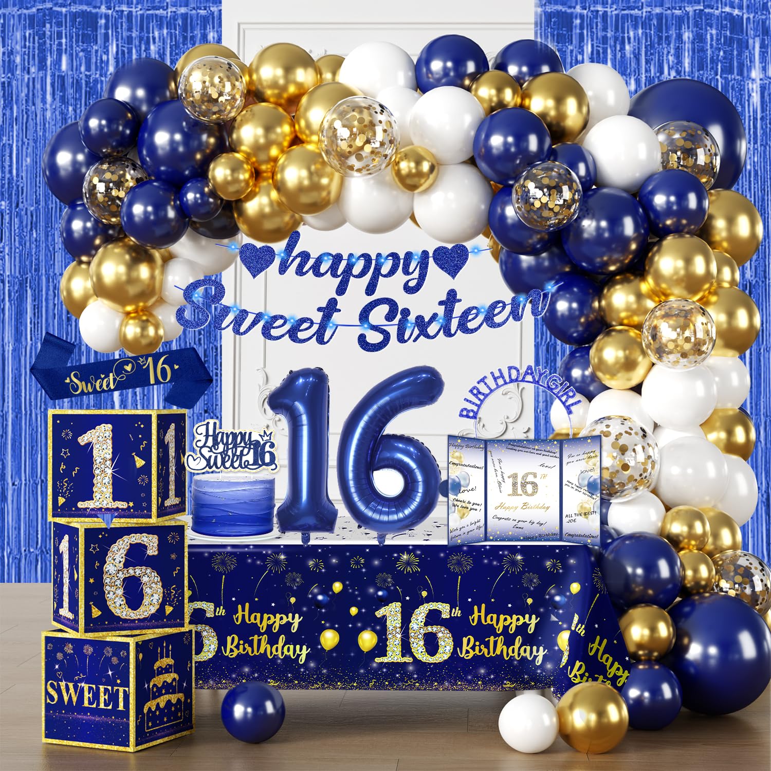 Blue Sweet 16 Party Themes 16th Birthday Decorations For Boys Girls,