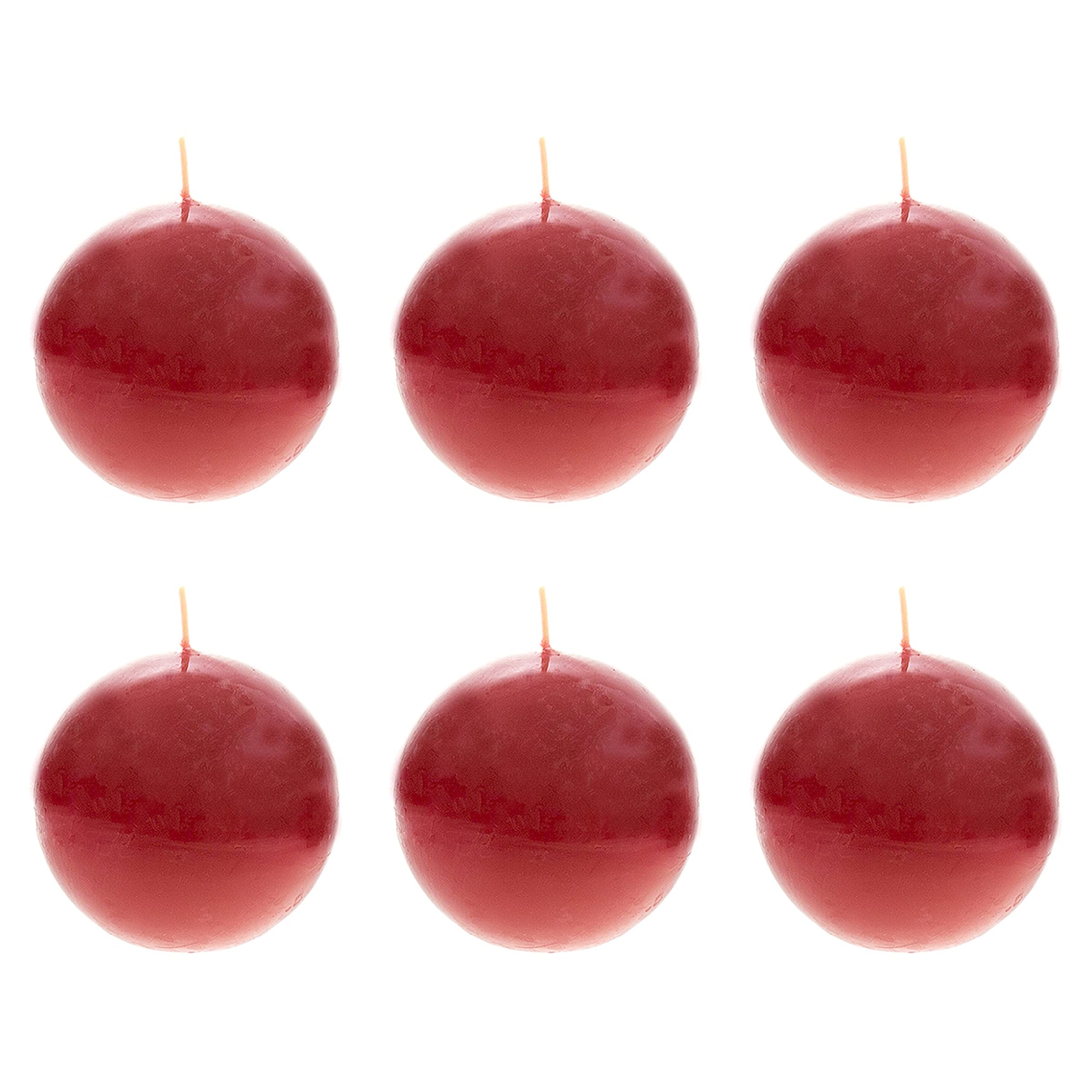Amazon.com: Mega Candles 6 pcs Unscented Red Round Ball Candle, Hand ...
