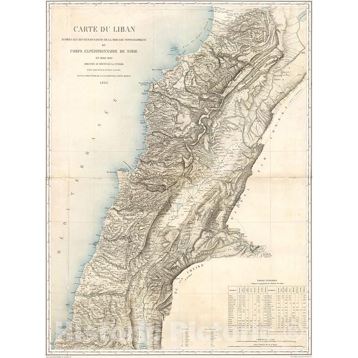 Buy Historic Map - (Lebanon) Carte du Liban d'apres les reconnaissances ...