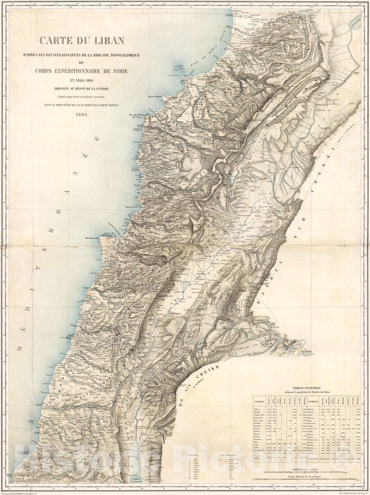 Buy Historic - (Lebanon) Carte du Liban d'apres les reconnaissances de ...